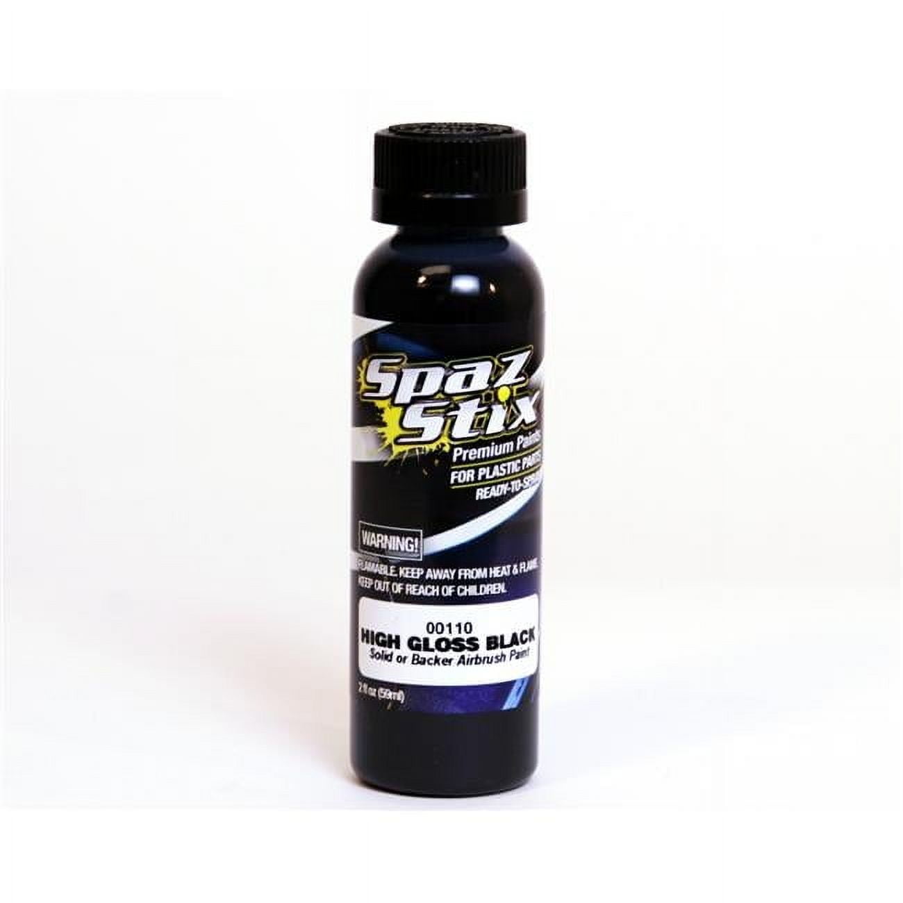 Spaz Stix 00110 High Gloss Black/Backer Airbrush Ready Paint 2oz Bottle ...