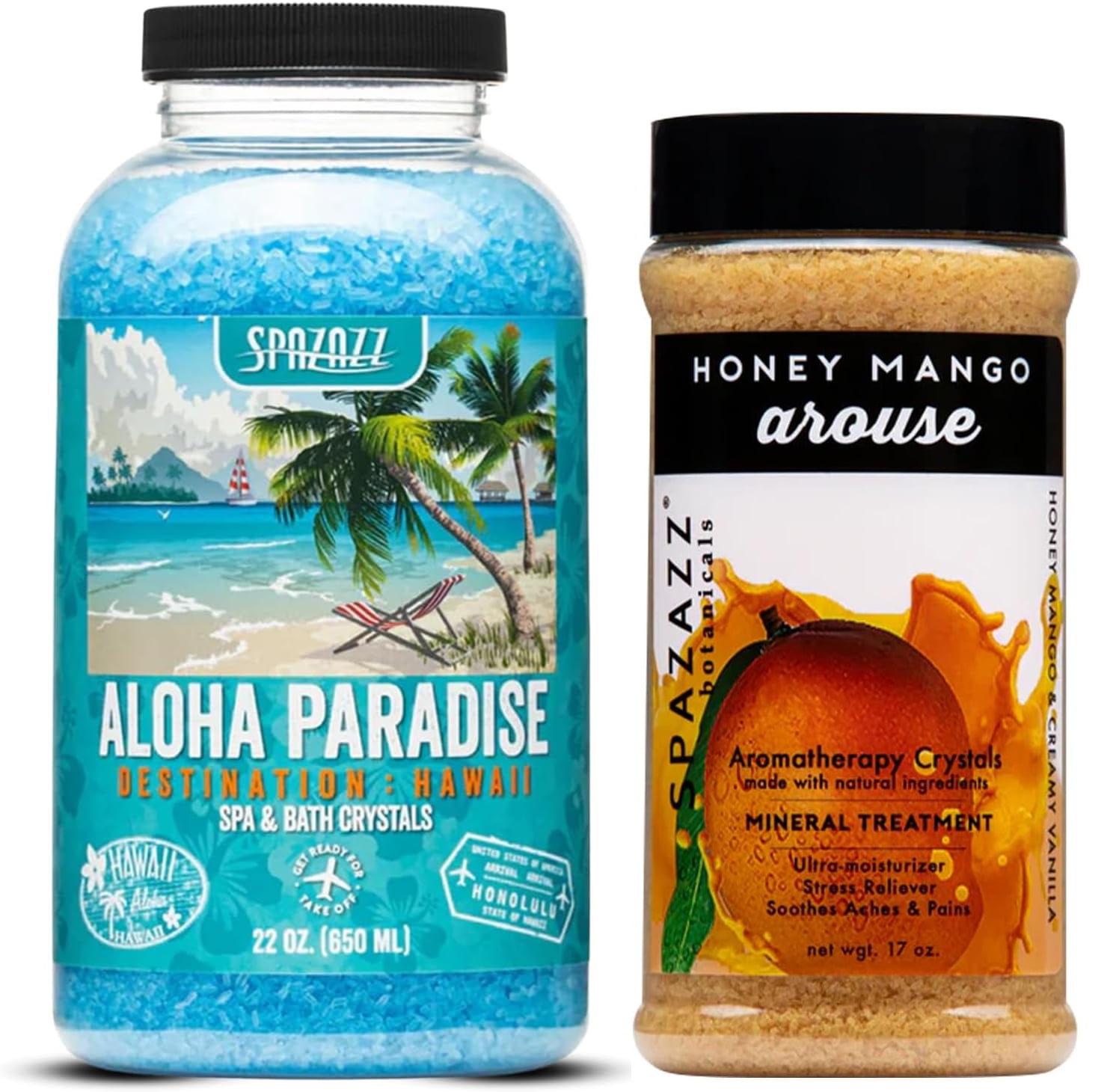 Spazazz Aromatherapy Spa and Bath Crystals 2PK- Mango 17oz/Aloha ...