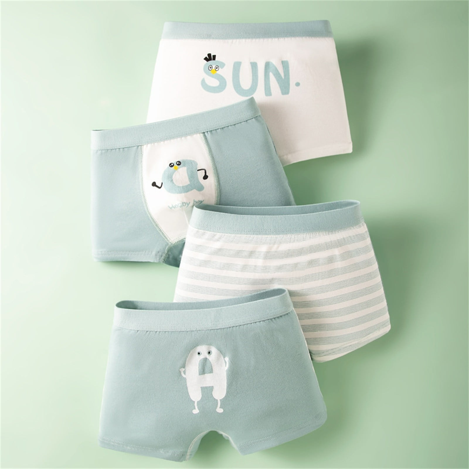 Spazoro Child Boys Underwear, 4 PC Cute Print Breathable Cotton Four ...