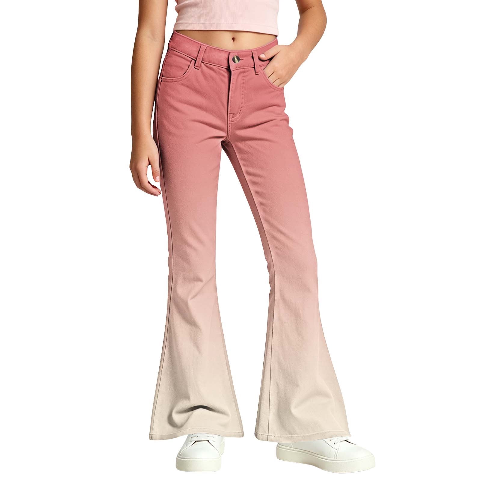 Spazoro Girls Flare Pants with Pockets, Gradient Color Breathable Zip ...