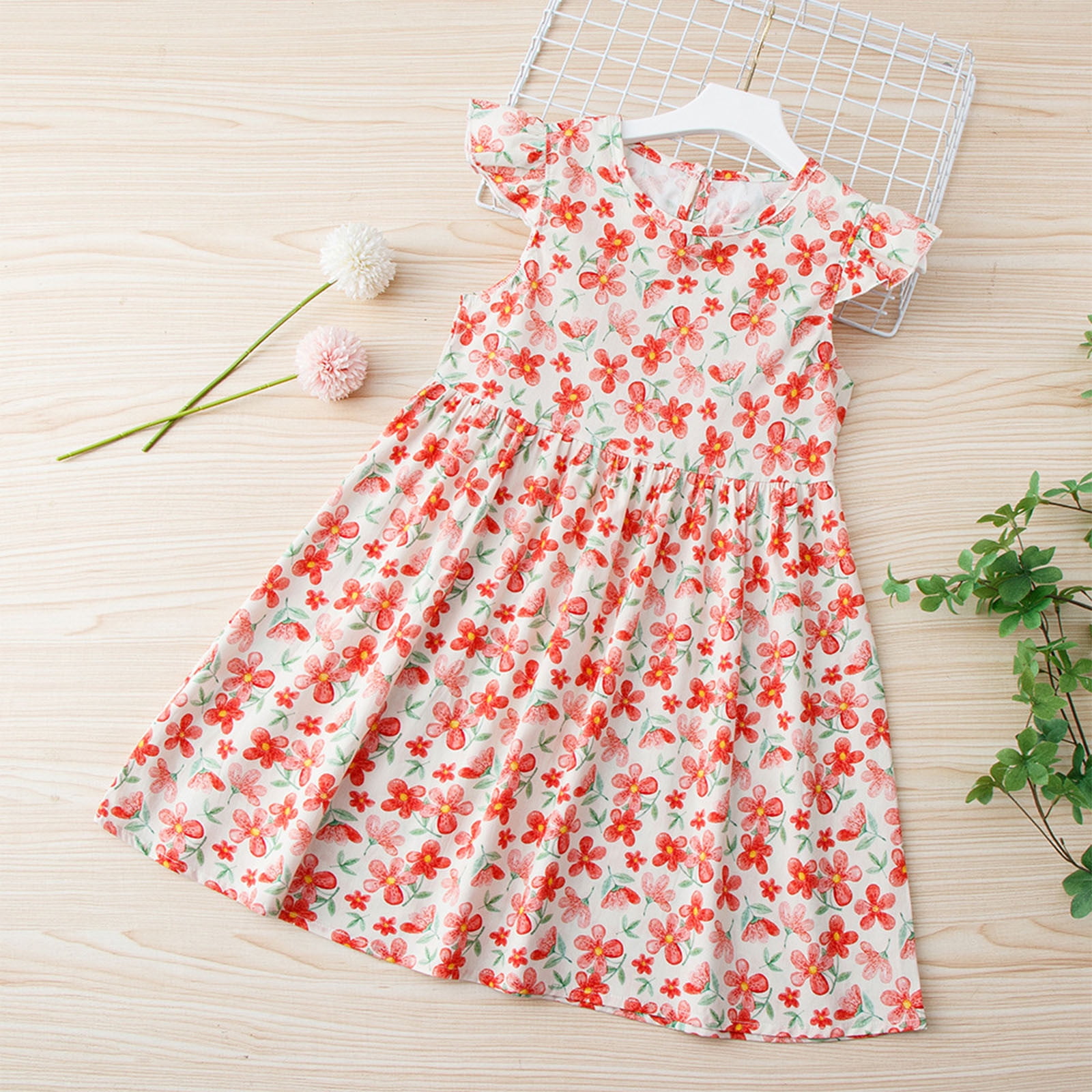 Spazoro Kids Girls Dresses, Fashion Short Sleeve Round Neck Floral ...