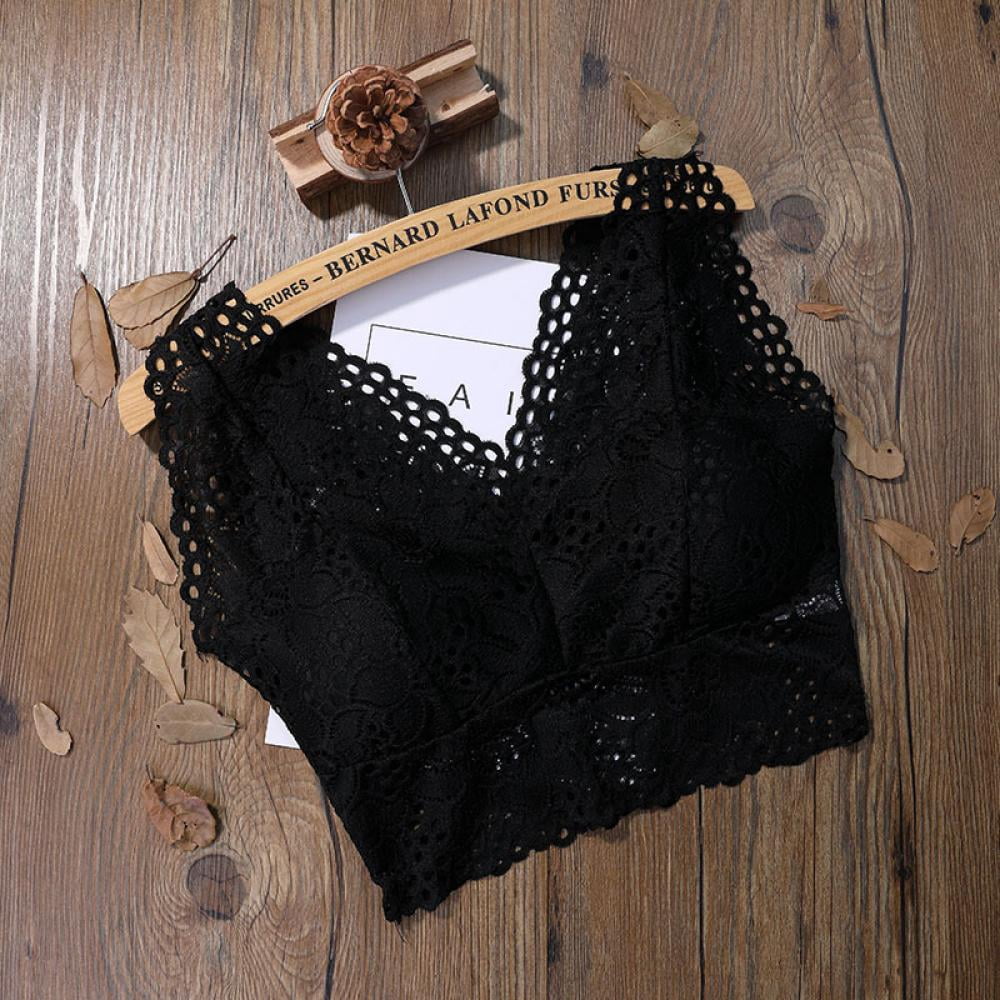 Spdoo Lace Bralette Women's Deep V Neck padded Lace Long Line Plunge ...