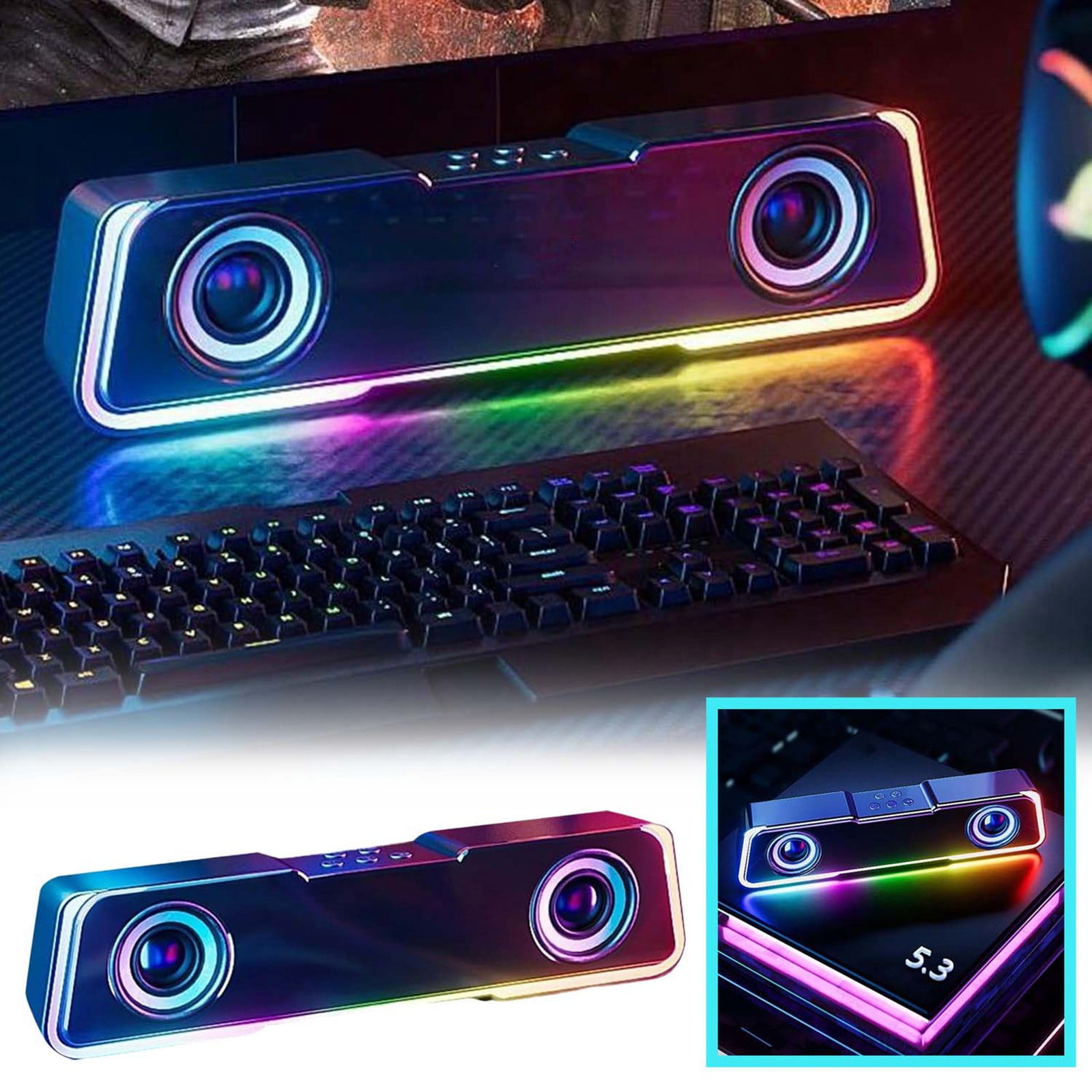 Speaker Color Sound 5.3 Bar Speaker High Power Home Video Desktop ...