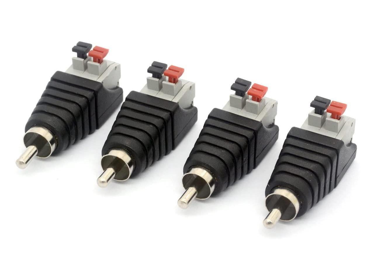 Speaker Phono RCA Male Plug to AV 2 Screw Terminal Female Audio Video Balun Spring Press Type ...