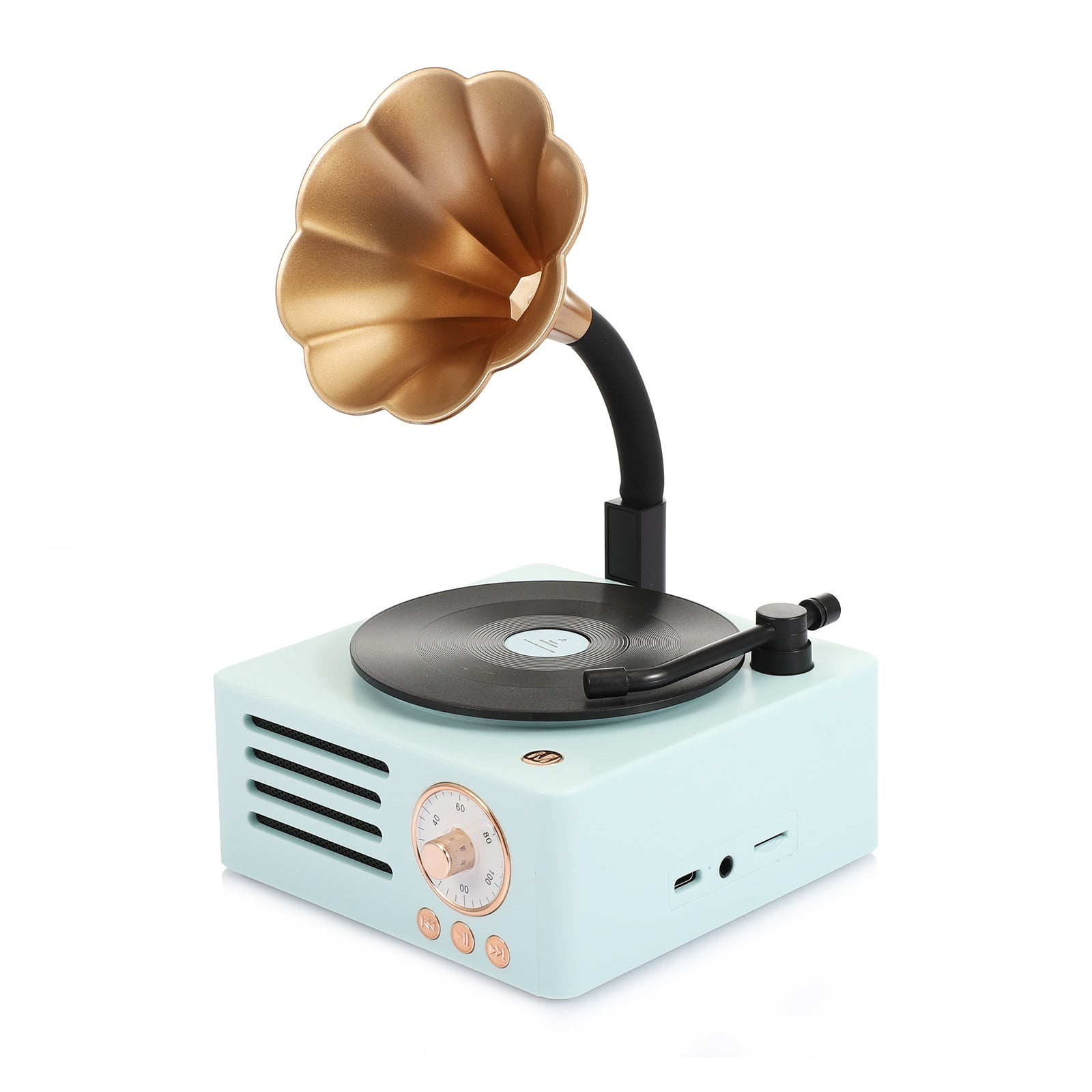 Speaker Retro Vinyl Phonograph Stereo Desktop Wireless Creative Rotary ...