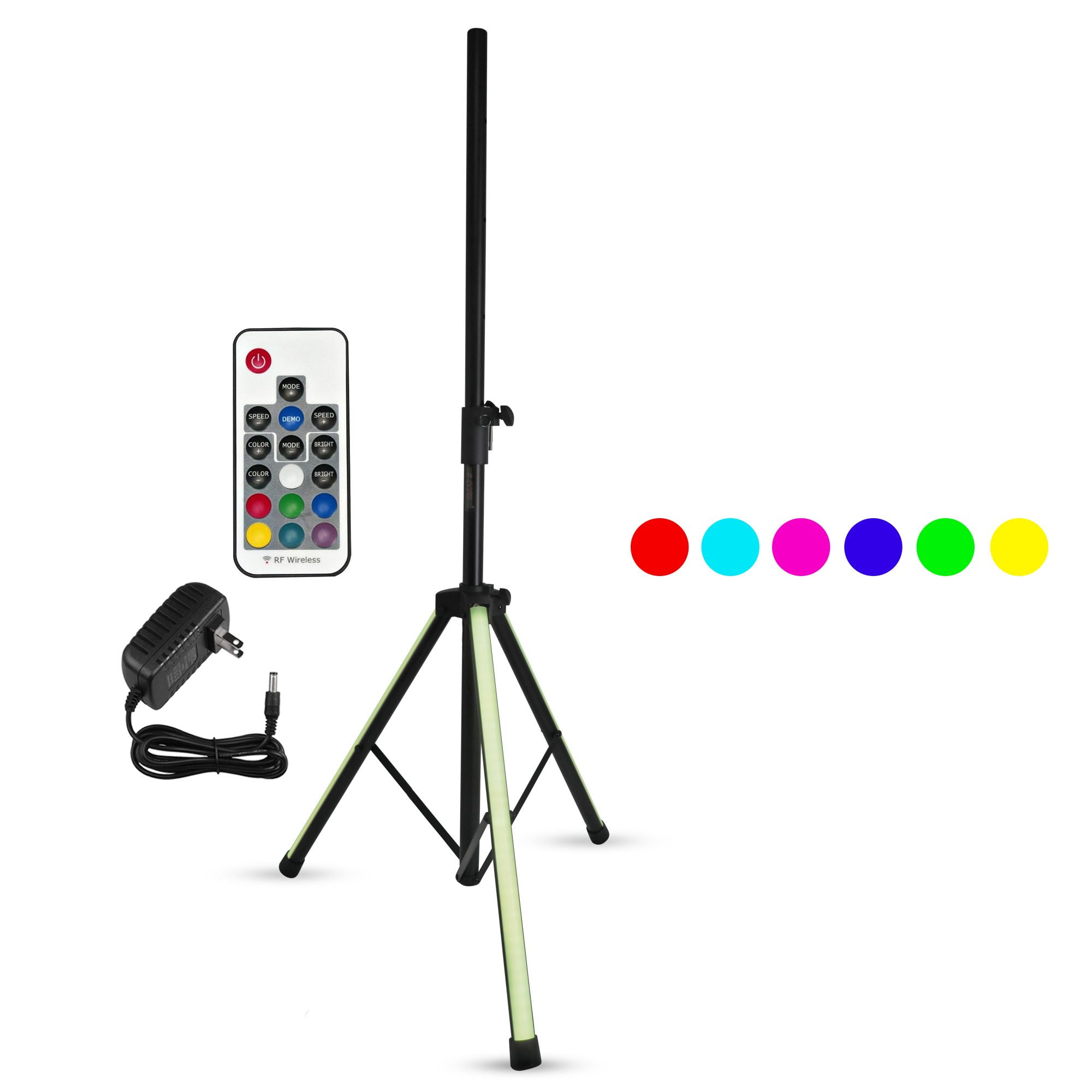 Speaker Stand Tripod Floor with RGB LED Lights Heavy Duty Adjustable Up ...