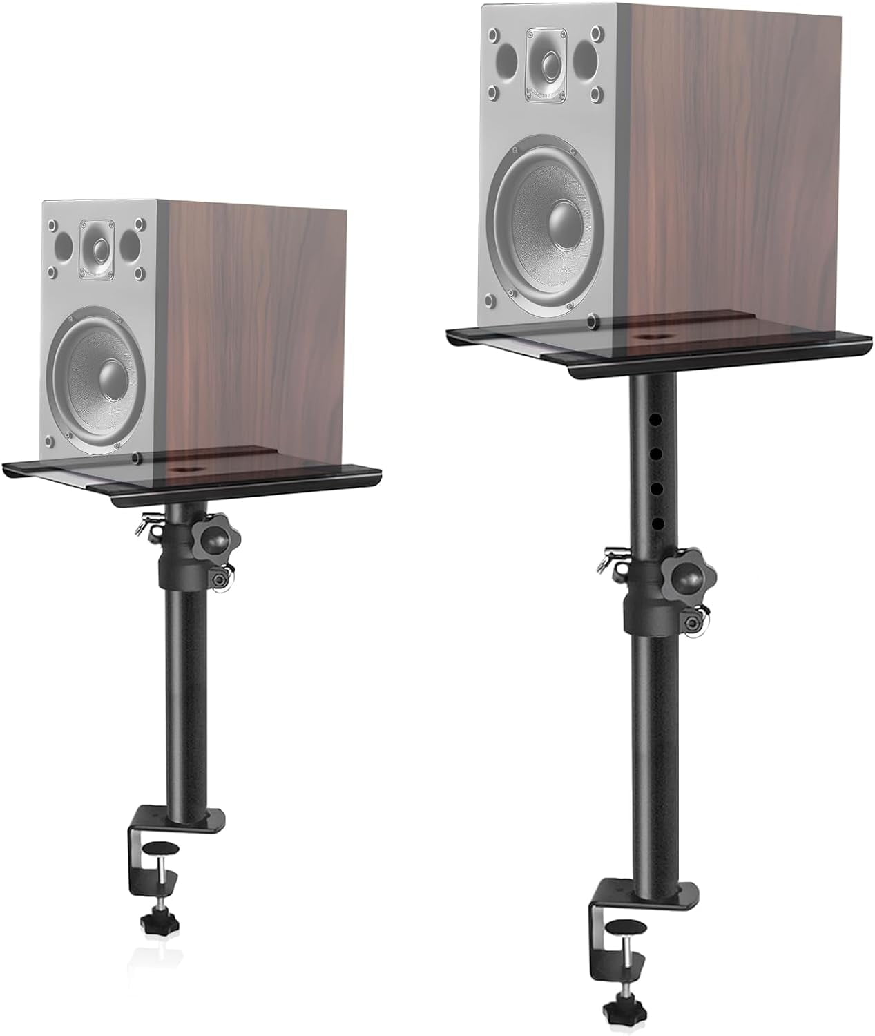 Universal Adjustable Speaker Stands, Clamp-on Desk, Extend 12" to 18.5 ...