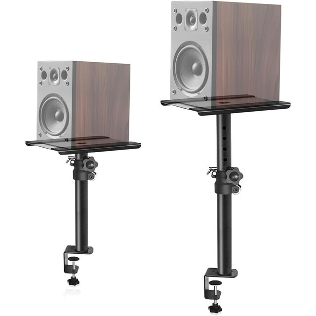 Universal Adjustable Speaker Stands, Clamp-on Desk, Extend 12" to 18.5 ...
