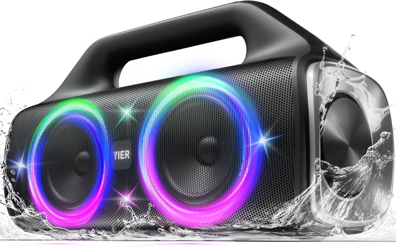 Speakers, 80w (Peak) Portable Wireless Speaker with Lights, Stereo Loud ...