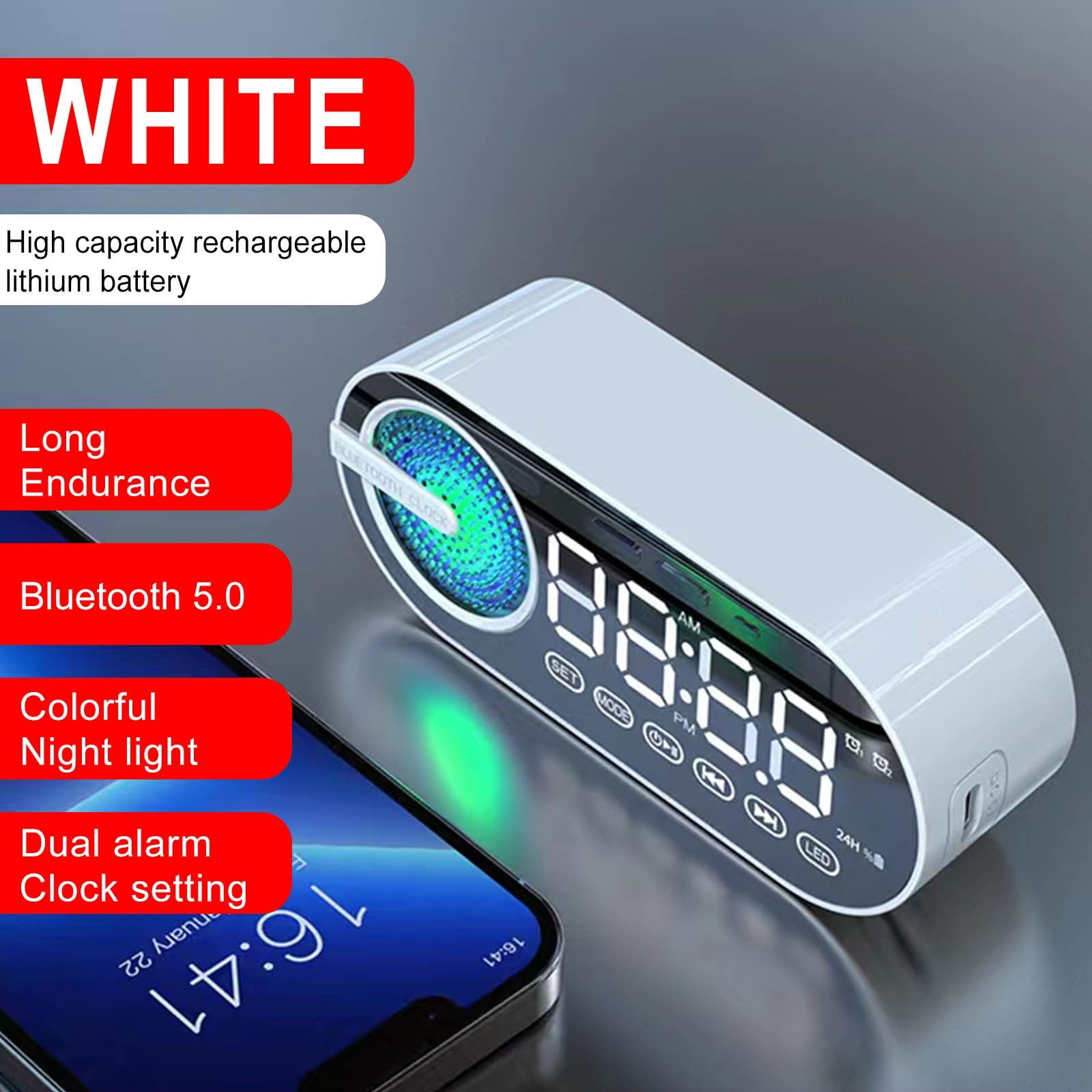 Speakers Gnobogi Drop-proof Wireless Bluetooth Speaker Alarm Clock Good ...