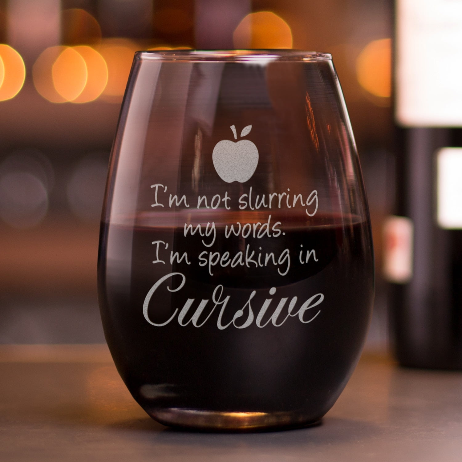 Speaking in Cursive Stemless Wine Glass - Walmart.com