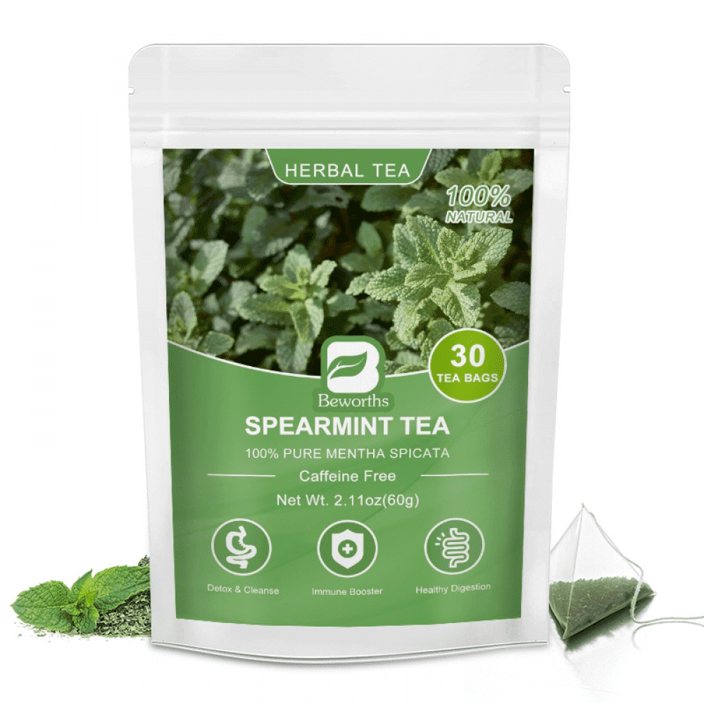 Spearmint Tea, 30 Tea Bags - Pure Spearmint Leaves Tea Bag - Naturally ...
