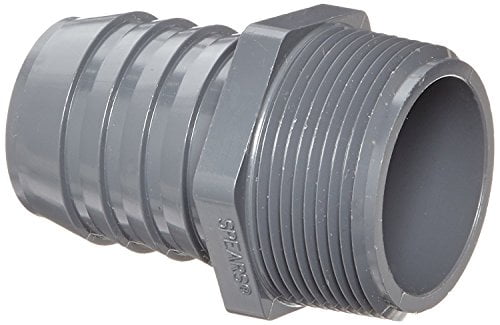 Spears 1436 Series PVC Tube Fitting, Adapter, Schedule 40, Gray, 1-1/2" Barbed x NPT Male (Pack ...