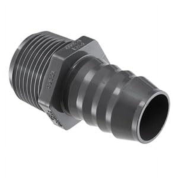 Spears 1436 Series PVC Tube Fitting, Adapter, Schedule 40, Gray, Barbed x NPT Male (5, 3/4 ...