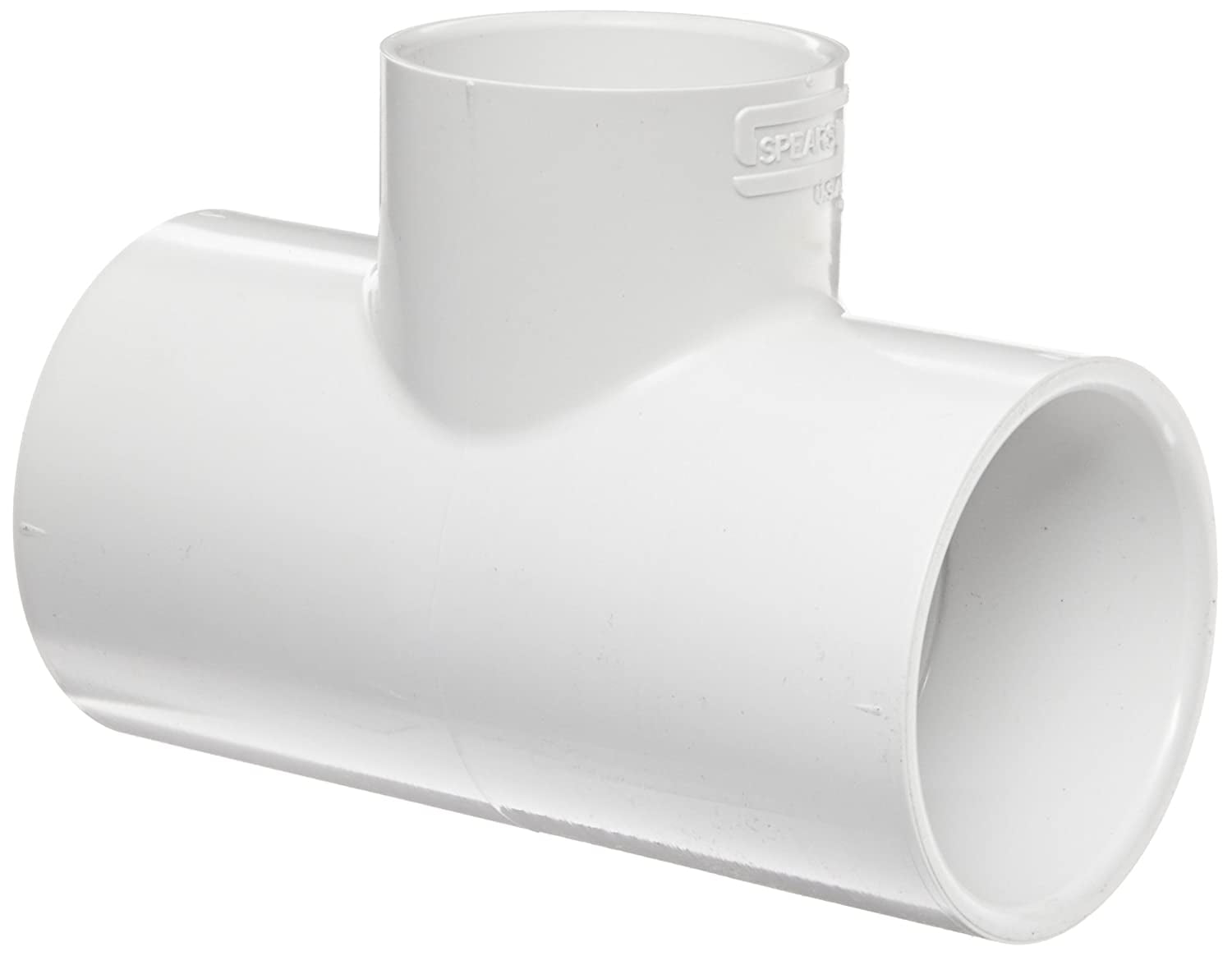 Spears 401 Series PVC Pipe Fitting, Tee, Schedule 40, White, 1-1/2" x 3 ...