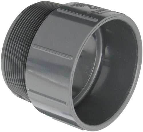 Spears 436-G Series PVC Pipe Fitting, Adapter, Schedule 40, Gray, 4" NPT Male x 4" Socket ...