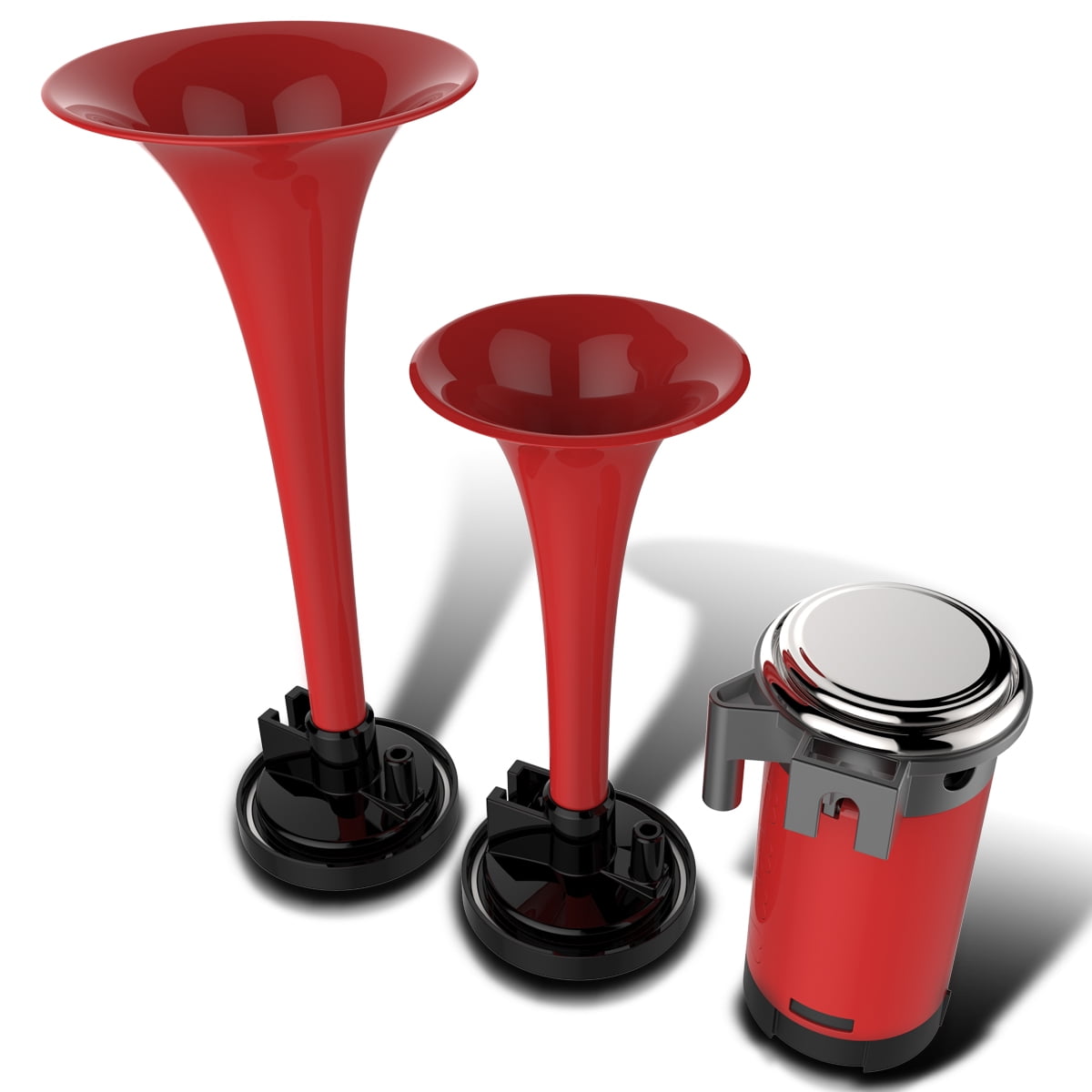 Spec-D Tuning 115Db Red Air Horn 12V Dual Trumpet W/Compressor Kit ...