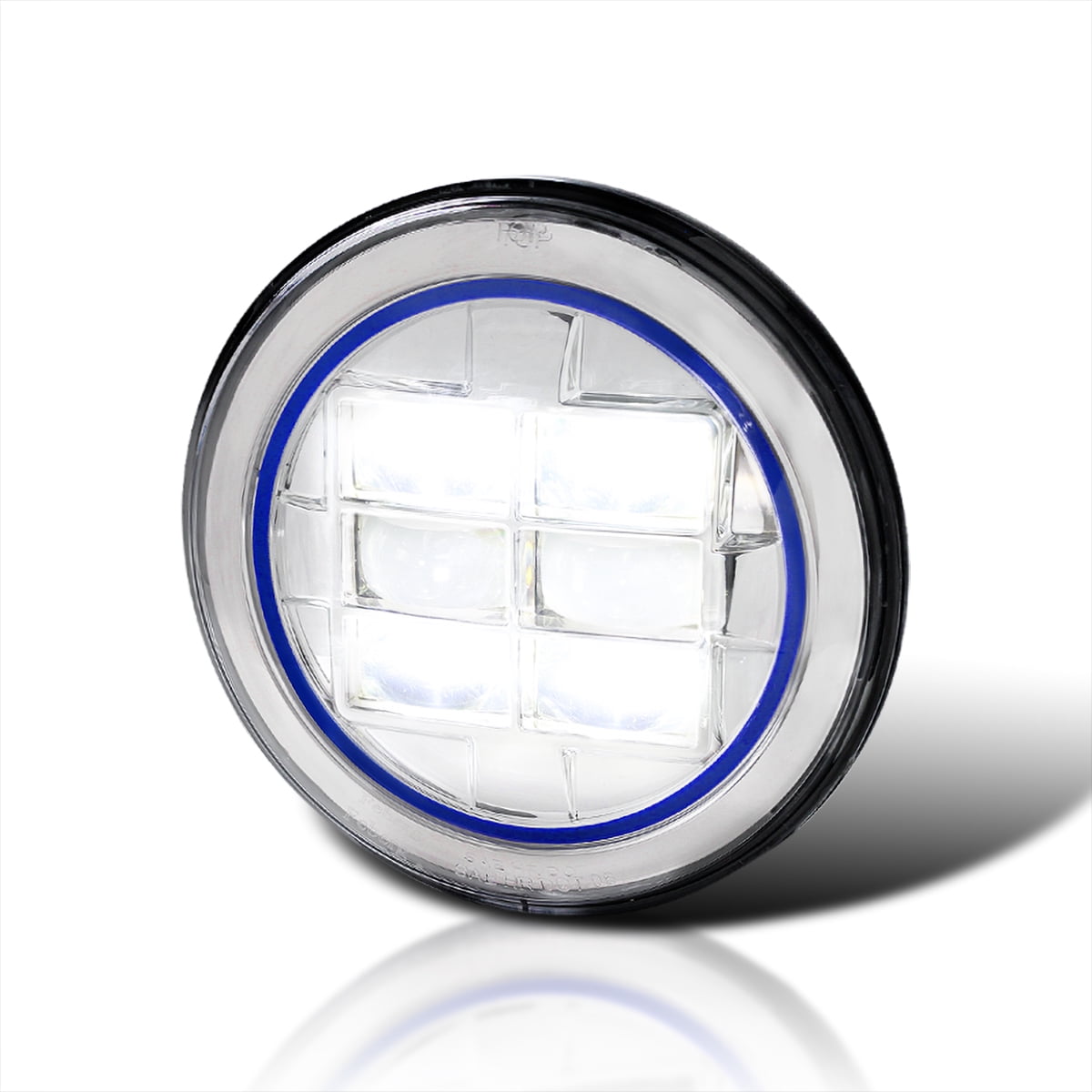 Spec-D Tuning 1Pc 7" Round 6000K LED Projector Headlight Blue Rim Strip ...