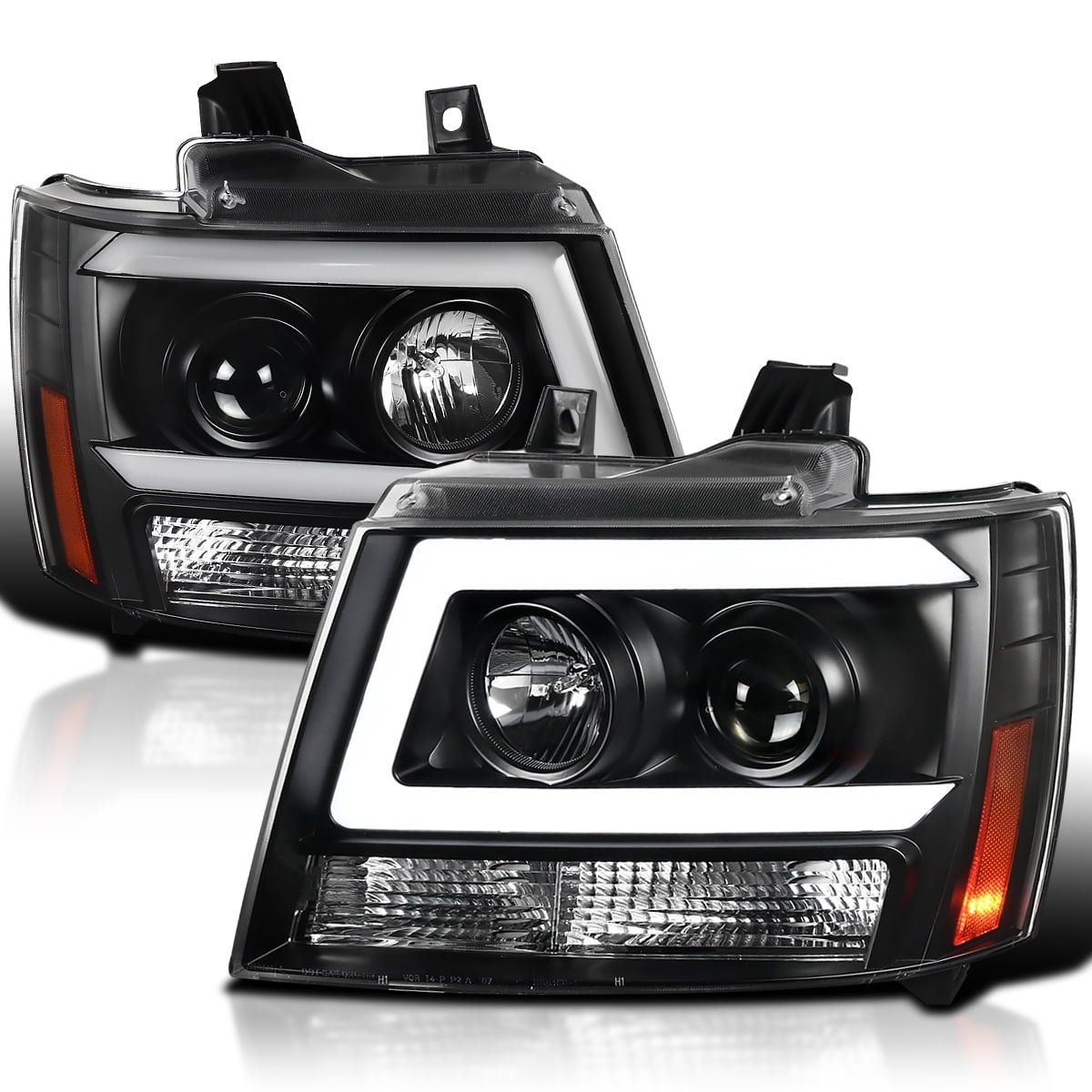 Spec-D Tuning Black LED Bar Projector Headlights Compatible with 2007 ...