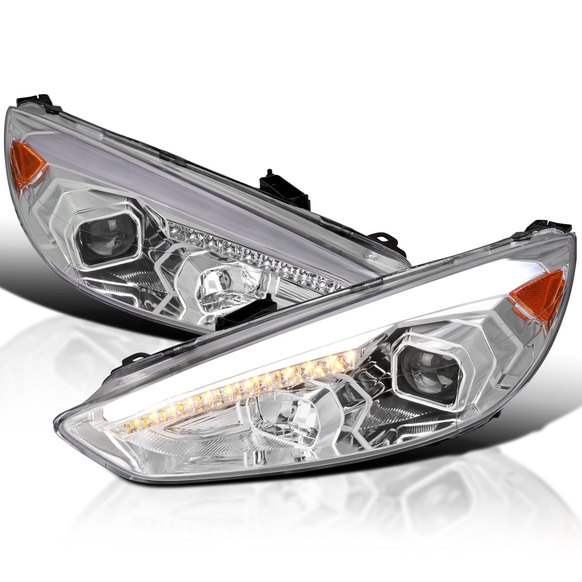 Spec-D Tuning Chrome Projector Headlights w/ Sequential LED Signal Tube ...
