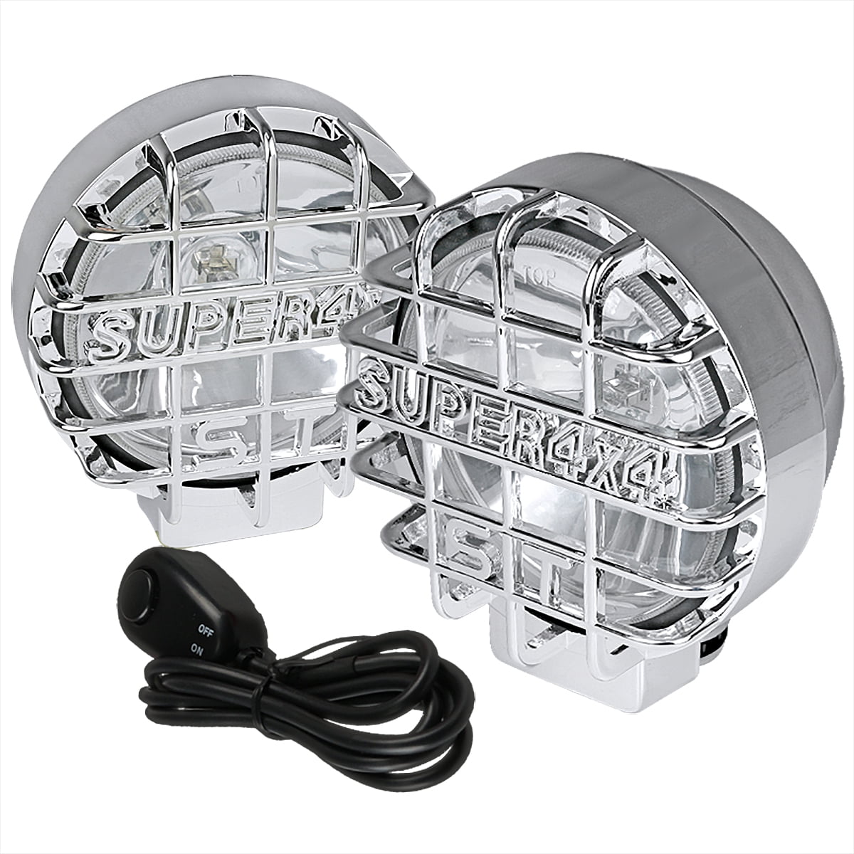 Spec-D Tuning 2PC 6" Work Clear Fog Lights + Chrome Super 4X4 Guard W ...