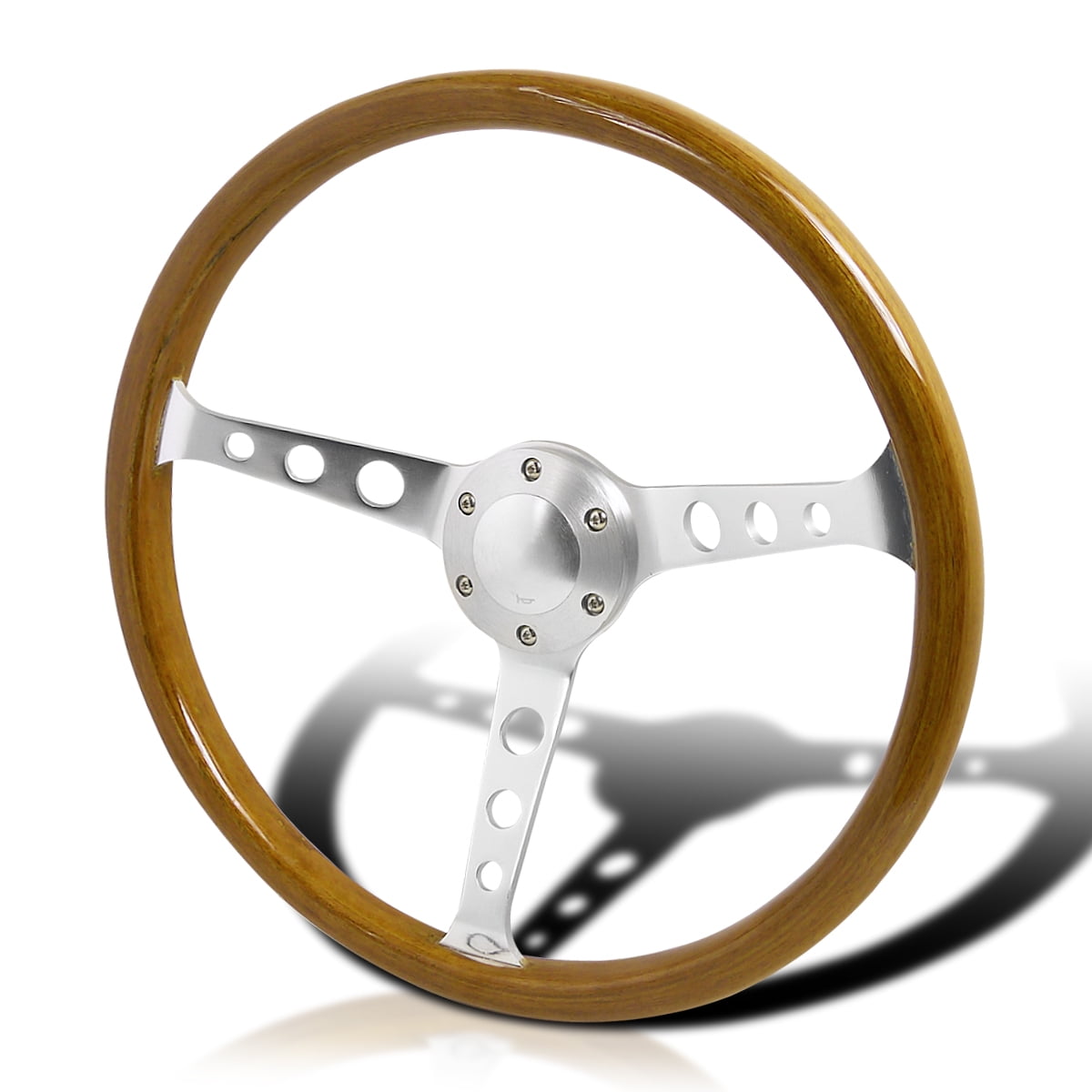 Spec-D Tuning 370mm 14.5 Inch Wooden Classic Steering Wheel 50mm 2 Inch ...