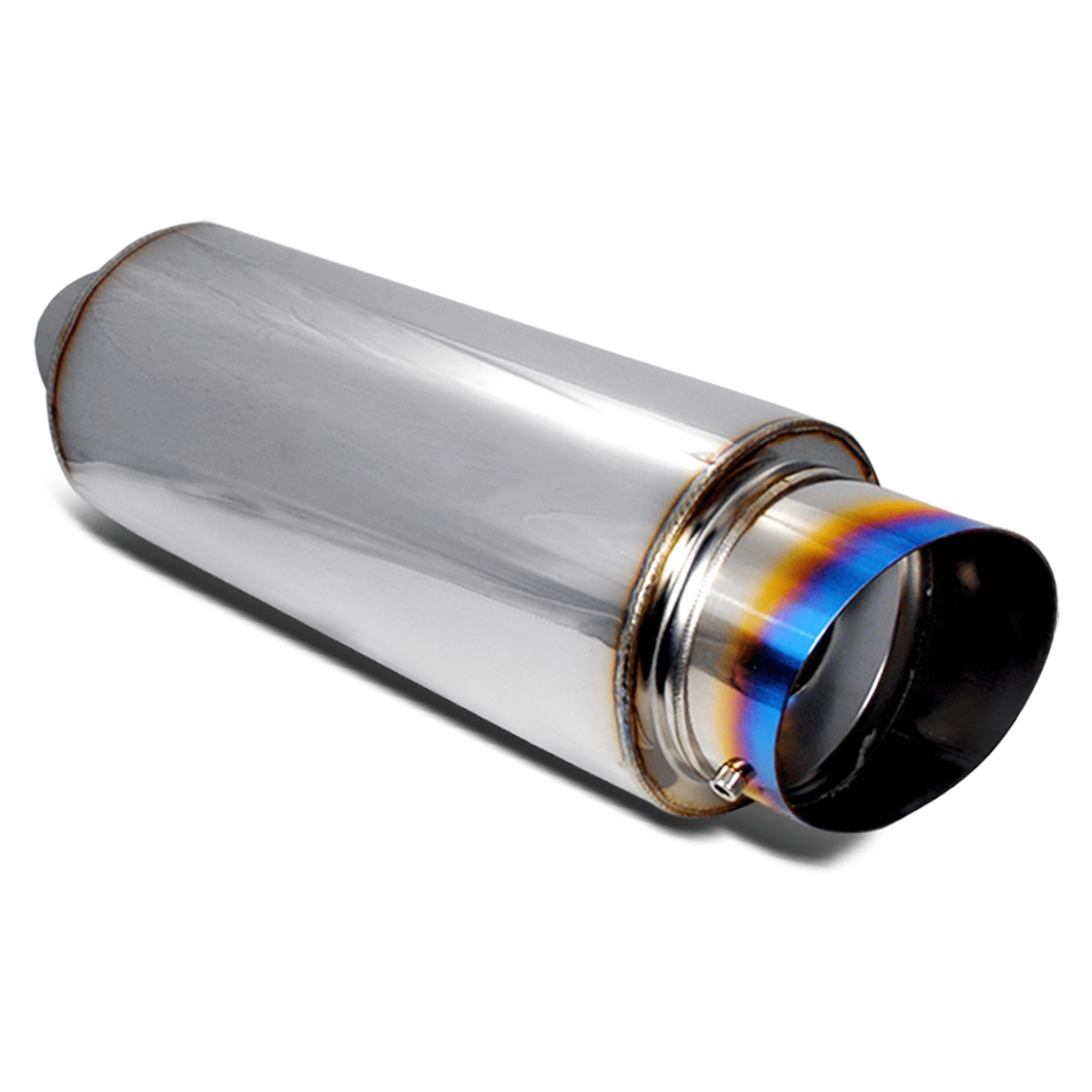 Spec-D Tuning 4" Fireball-Style Stainless-Steel Muffler with Burnt Tip ...