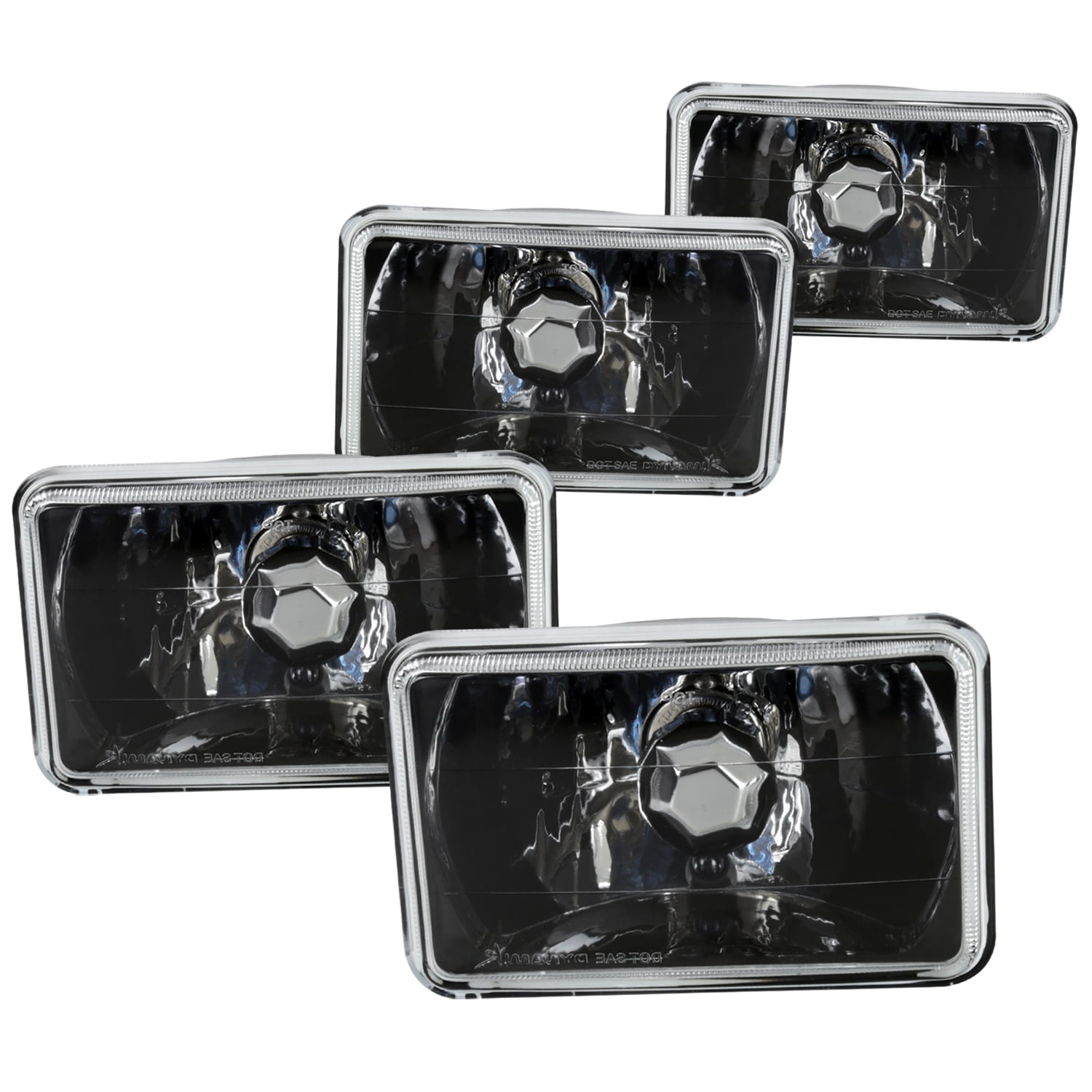 Spec-D Tuning 4PC Black 4X6 Square Diamond Cut Crystal Halogen ...