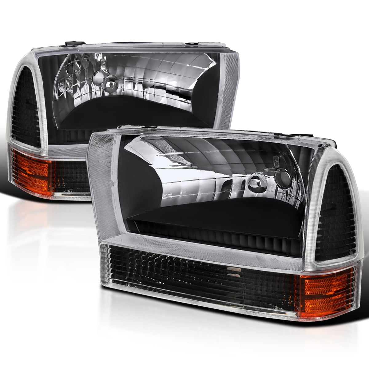 Spec-D Tuning 4PC Black Headlights + Signal Corner Lights Compatible ...