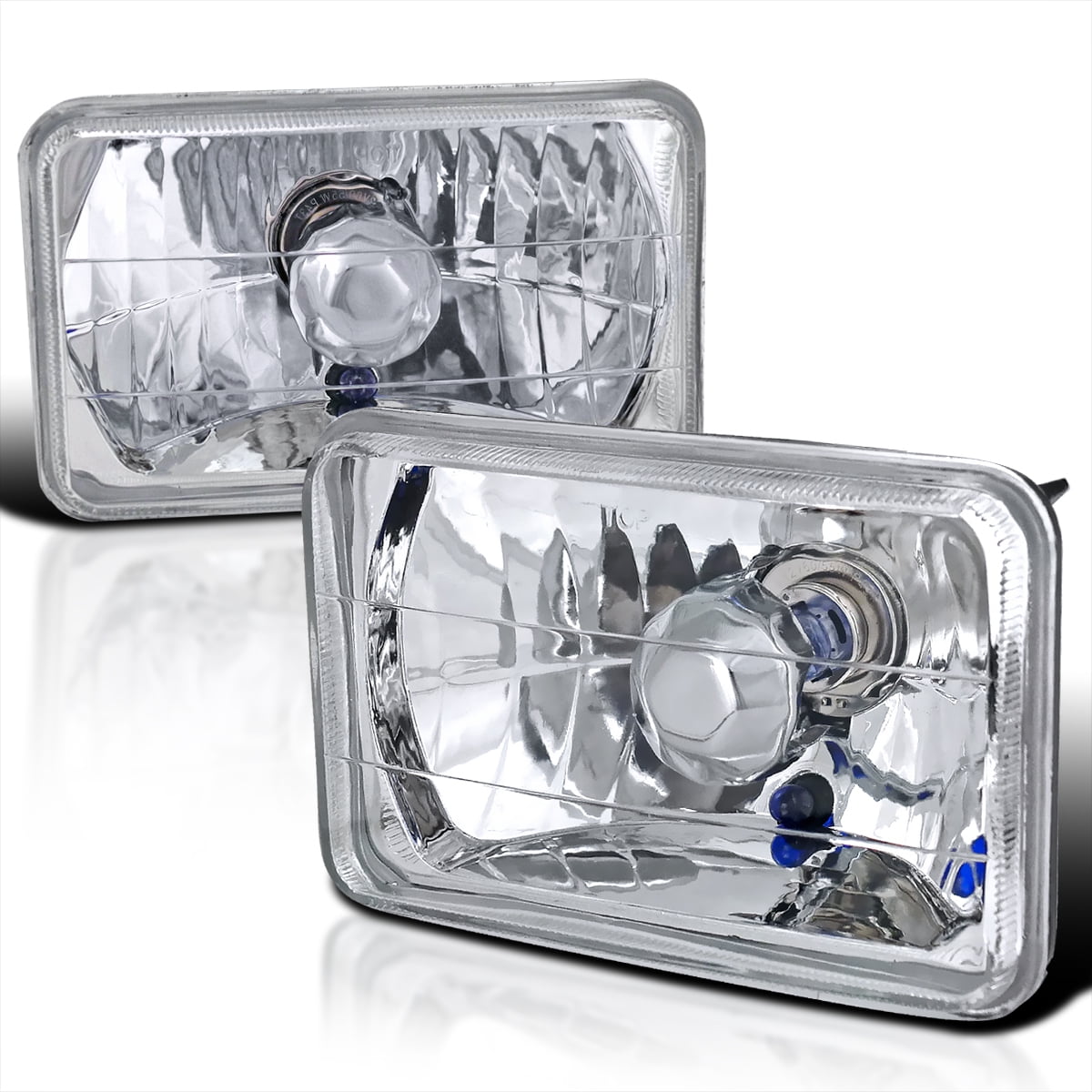 Spec-D Tuning 4X6 Chrome Sealed Beam H4 Headlights Square Lamps Pair ...