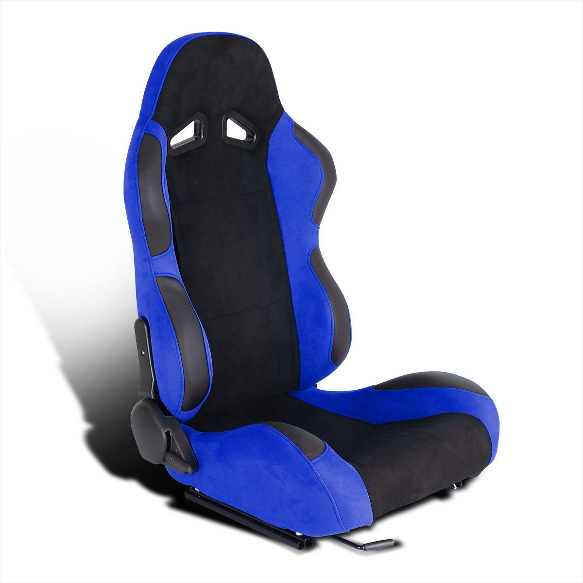 Spec-D Tuning Black/Blue Suede Stitch PVC Leather Reclinable Passenger ...