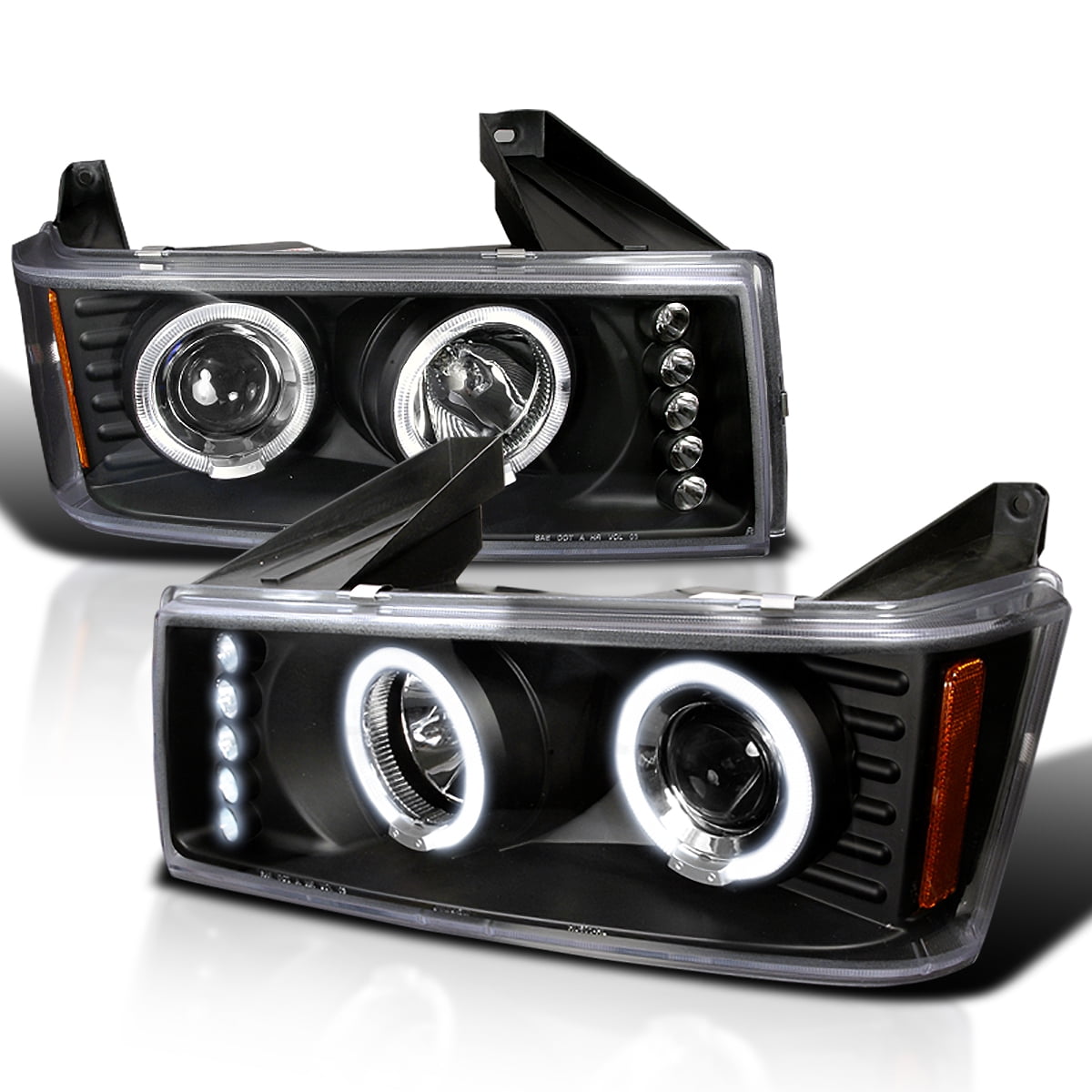 Spec-D Tuning Black Dual Angel Eyes Projector Headlights Compatible ...