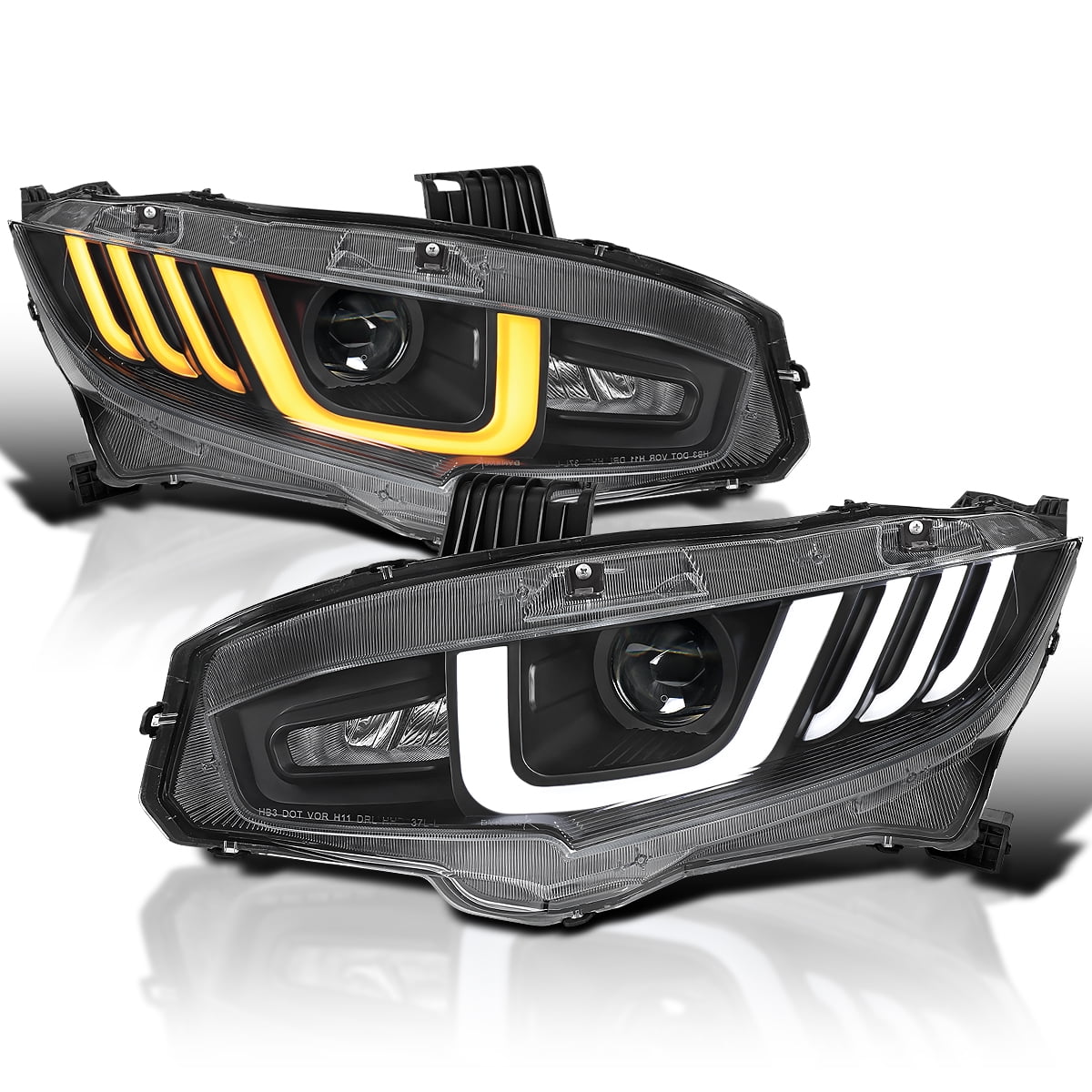 Spec-D Tuning Black Full LED Projector Headlights w/ Switchback ...