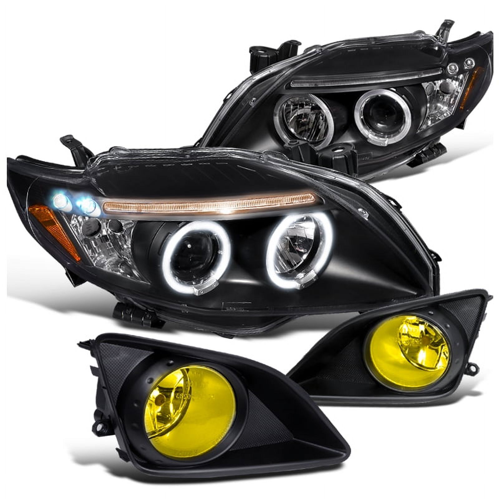 Spec-D Tuning Black Halo LED Projector Headlights + Smoke Bumper Fog ...