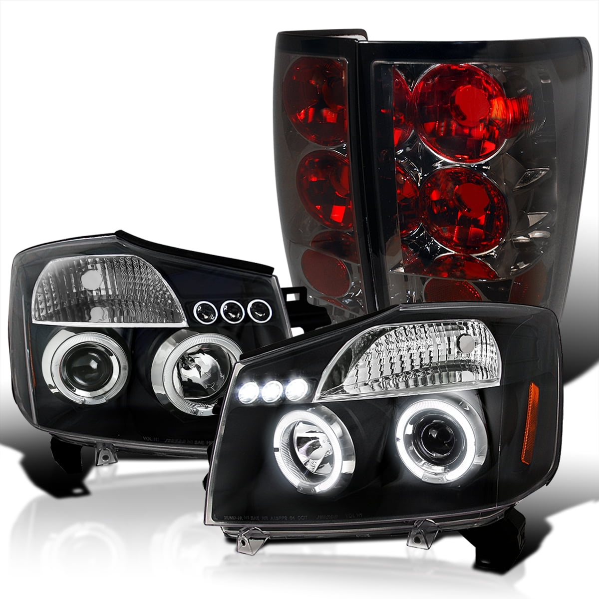 Spec-D Tuning Black Halo LED Projector Headlights, Smoke Tint Tail ...
