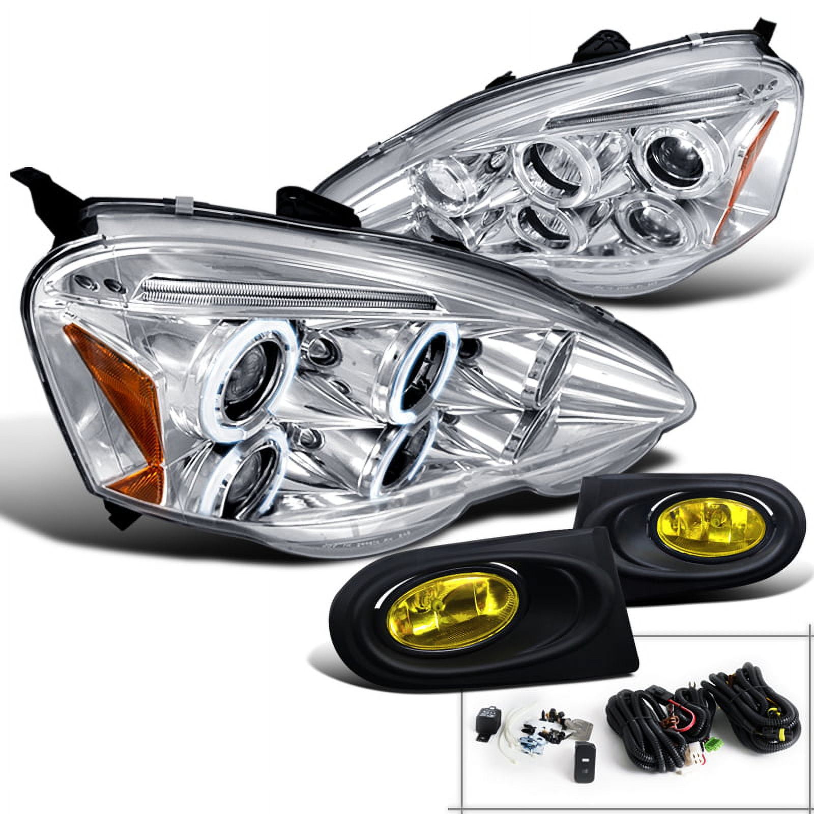 Spec-D Tuning Black Halo LED Projector Headlights Smoked Fog Lights ...