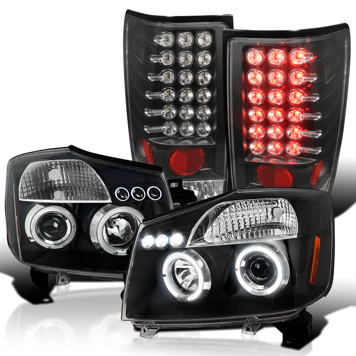 Spec-D Tuning Black Halo Projector Headlight + 6-LED Fog Lights Kit ...