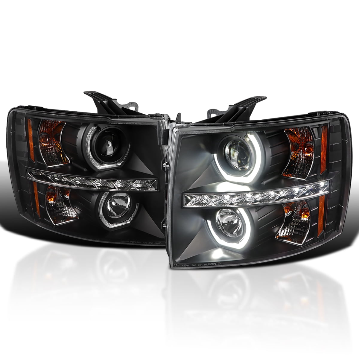 Spec-D Tuning Black Halo Projector Headlights w/ LED Compatible with ...