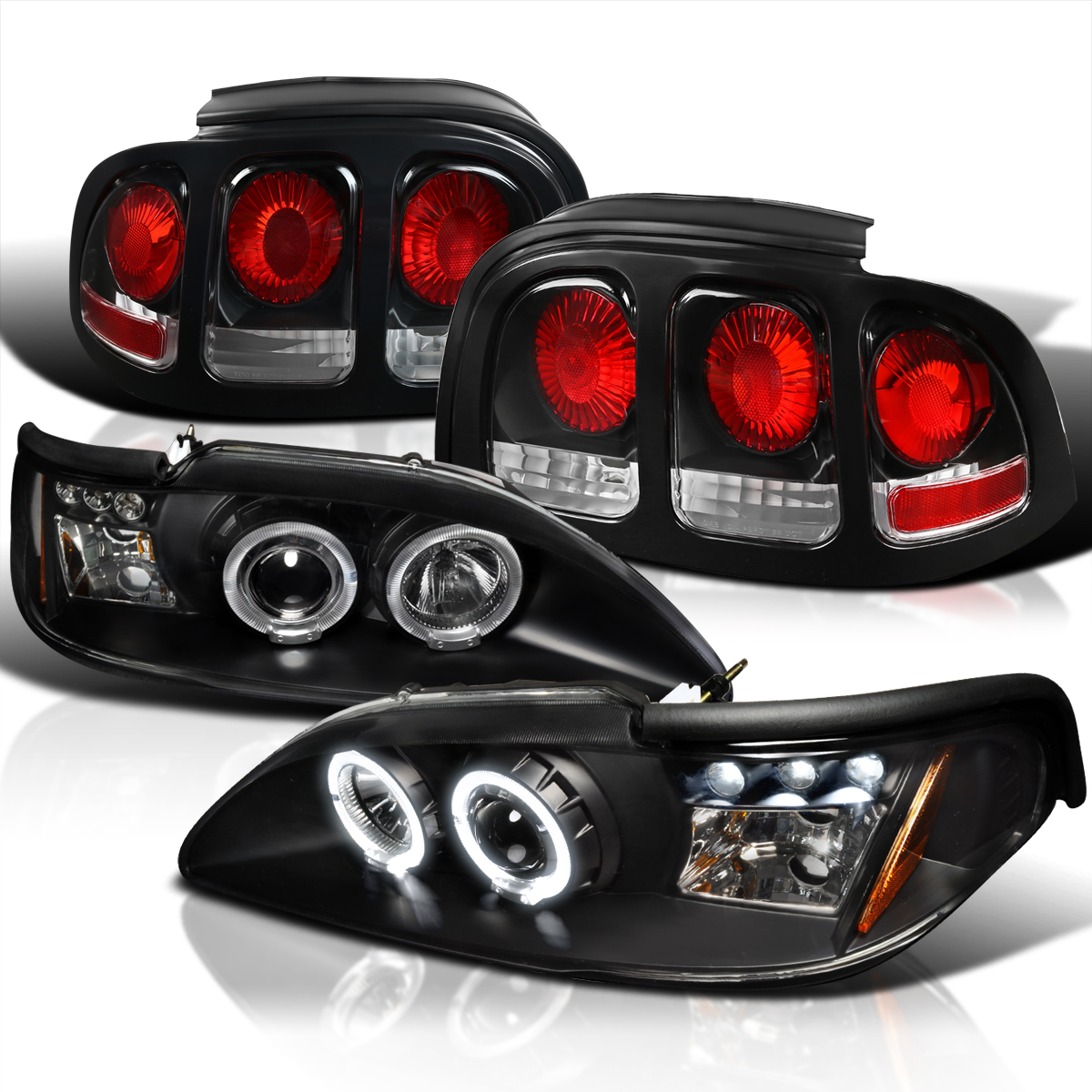 Spec-D Tuning Black Halo R9 Projector Headlight + LED Bumper Fog Lamp ...