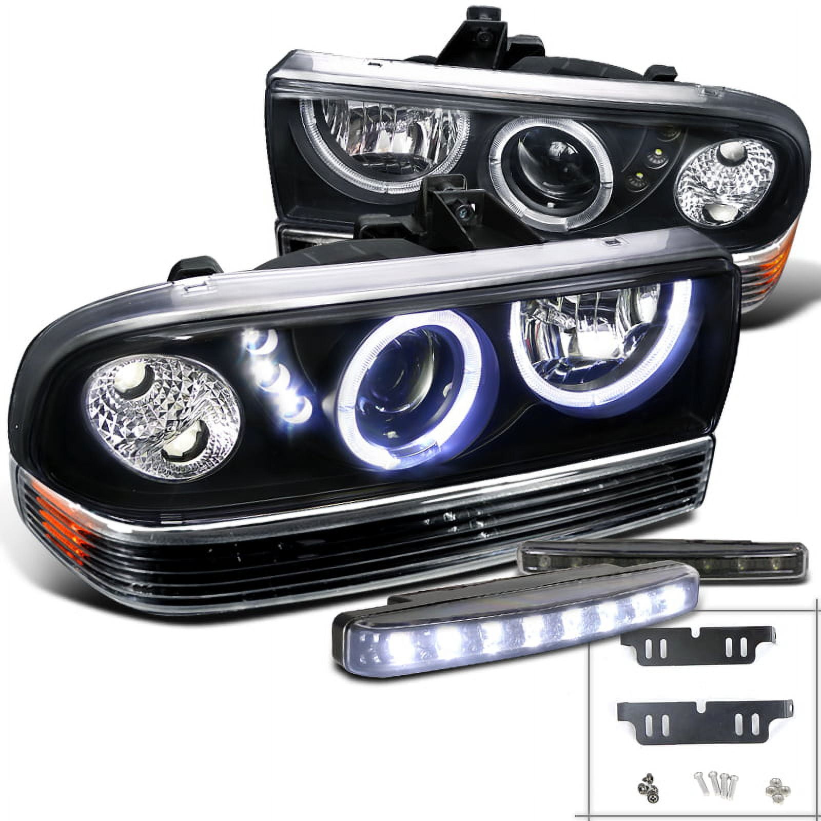 Spec-D Tuning Black Halo SMD Projector Headlights + 8-LED Fog Lamps ...