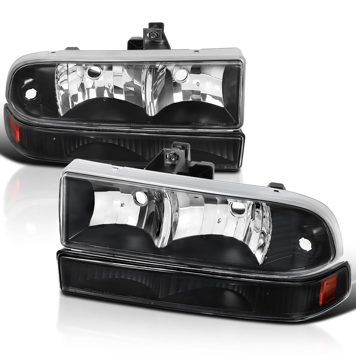 Spec-D Tuning Black Headlights+Bumper Lamps, L+R Pair for Chevy S10 ...