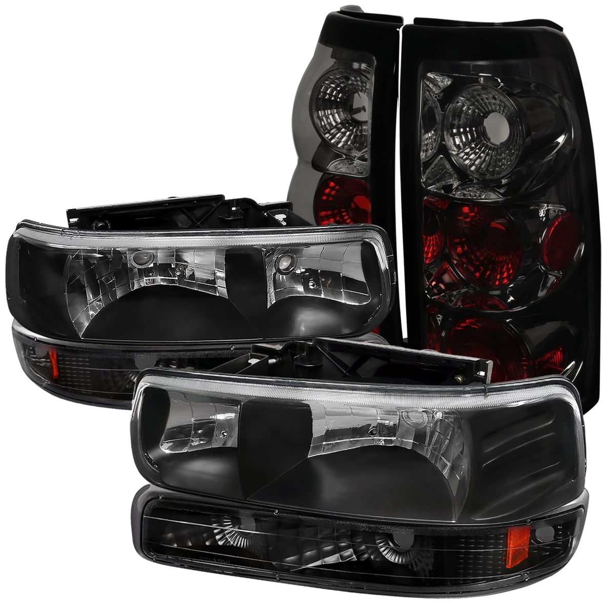 Spec-D Tuning Black Headlights + Bumper Lights + Smoked Tail Brake ...