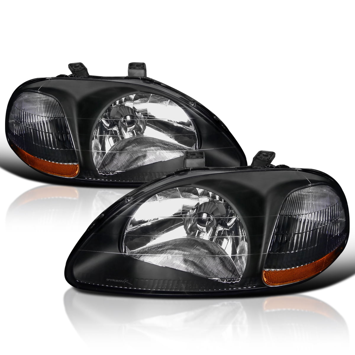 Spec-D Tuning Black Headlights for 1996-1998 Honda Civic EK 2/4DR, L+R ...