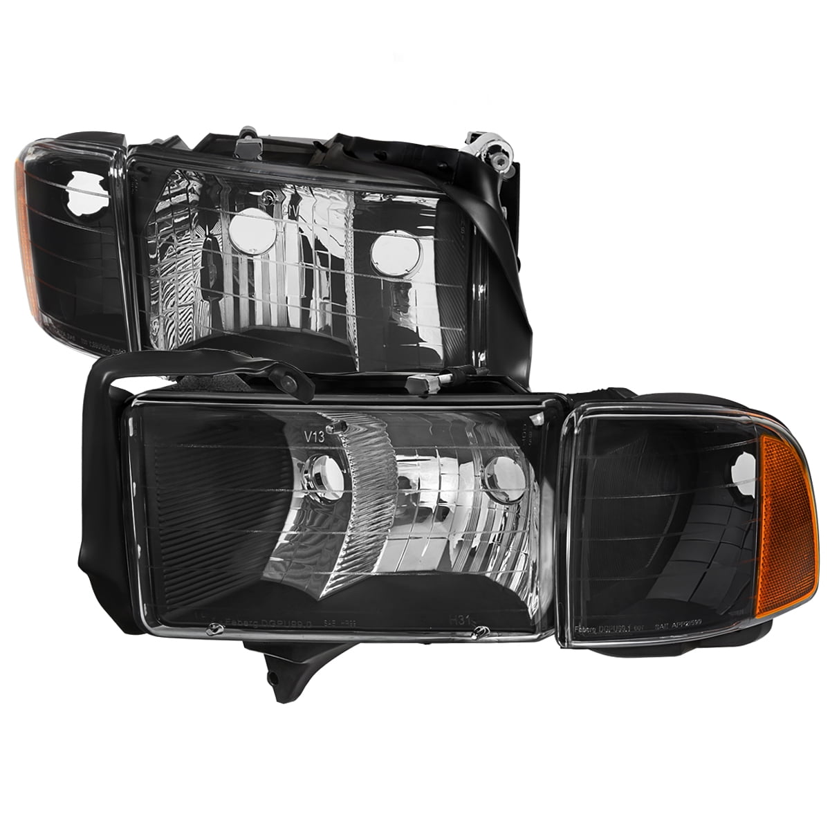 Spec-D Tuning Black Headlights Compatible with 1999-2001 Dodge Ram 1500 ...
