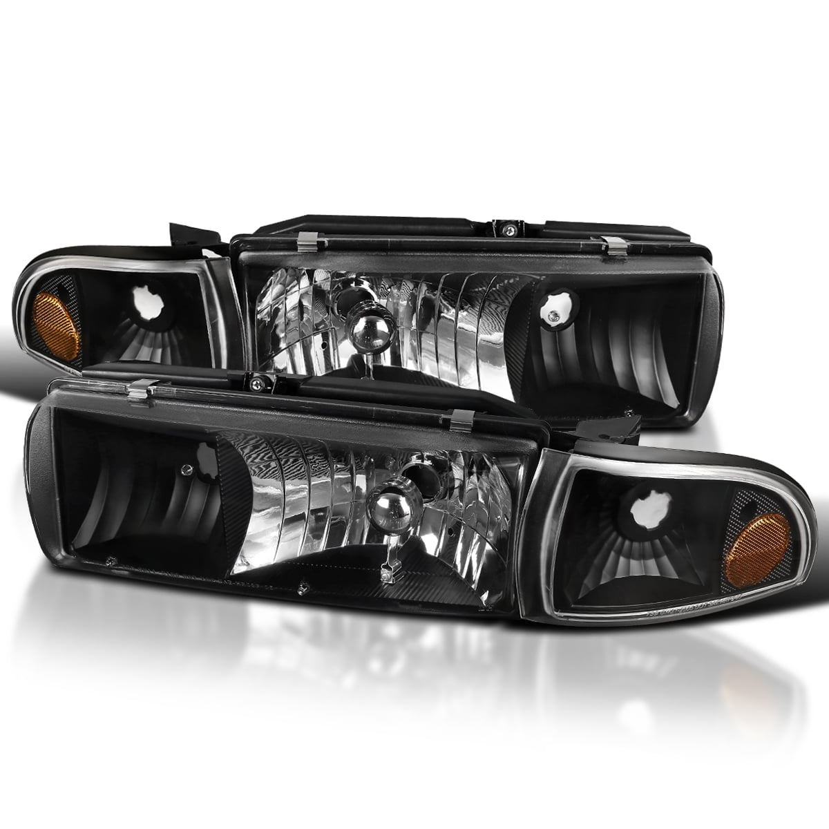Spec-D Tuning Black Headlights + Corner Signal Lights Compatible with ...