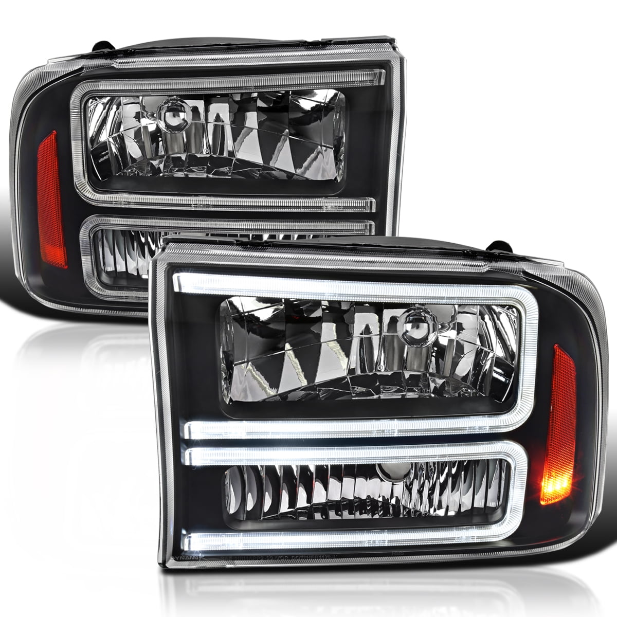 Spec-D Tuning Black Headlights LED Bar Assembly for 1999-2004 Ford F250 ...