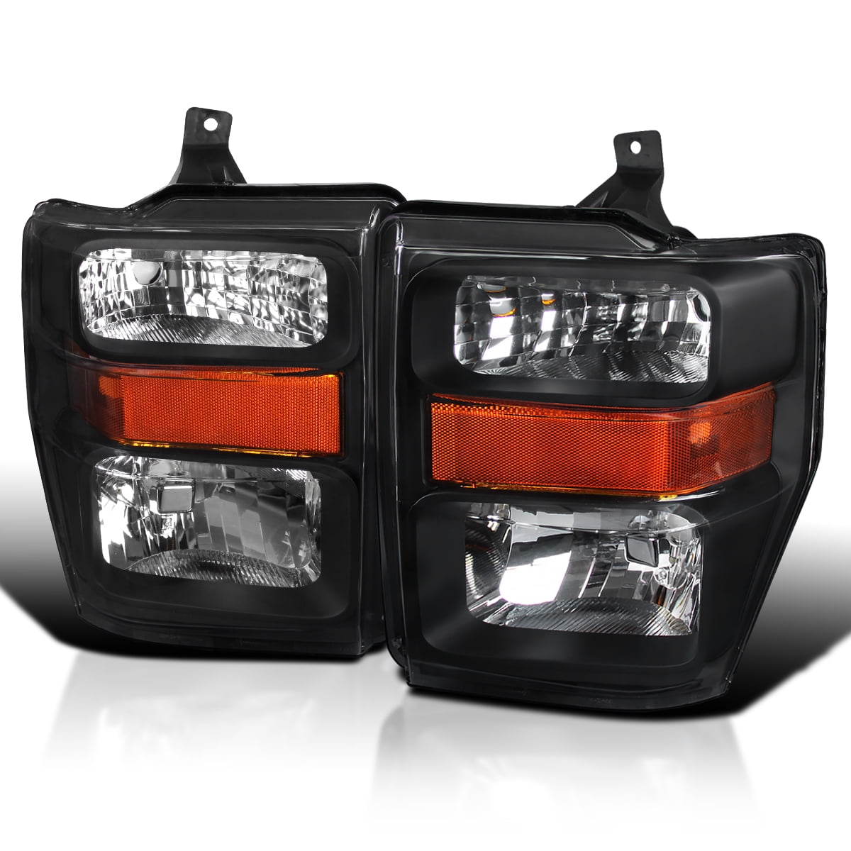 Spec-D Tuning Black Headlights W/ Amber Reflector Compatible with 2008 ...