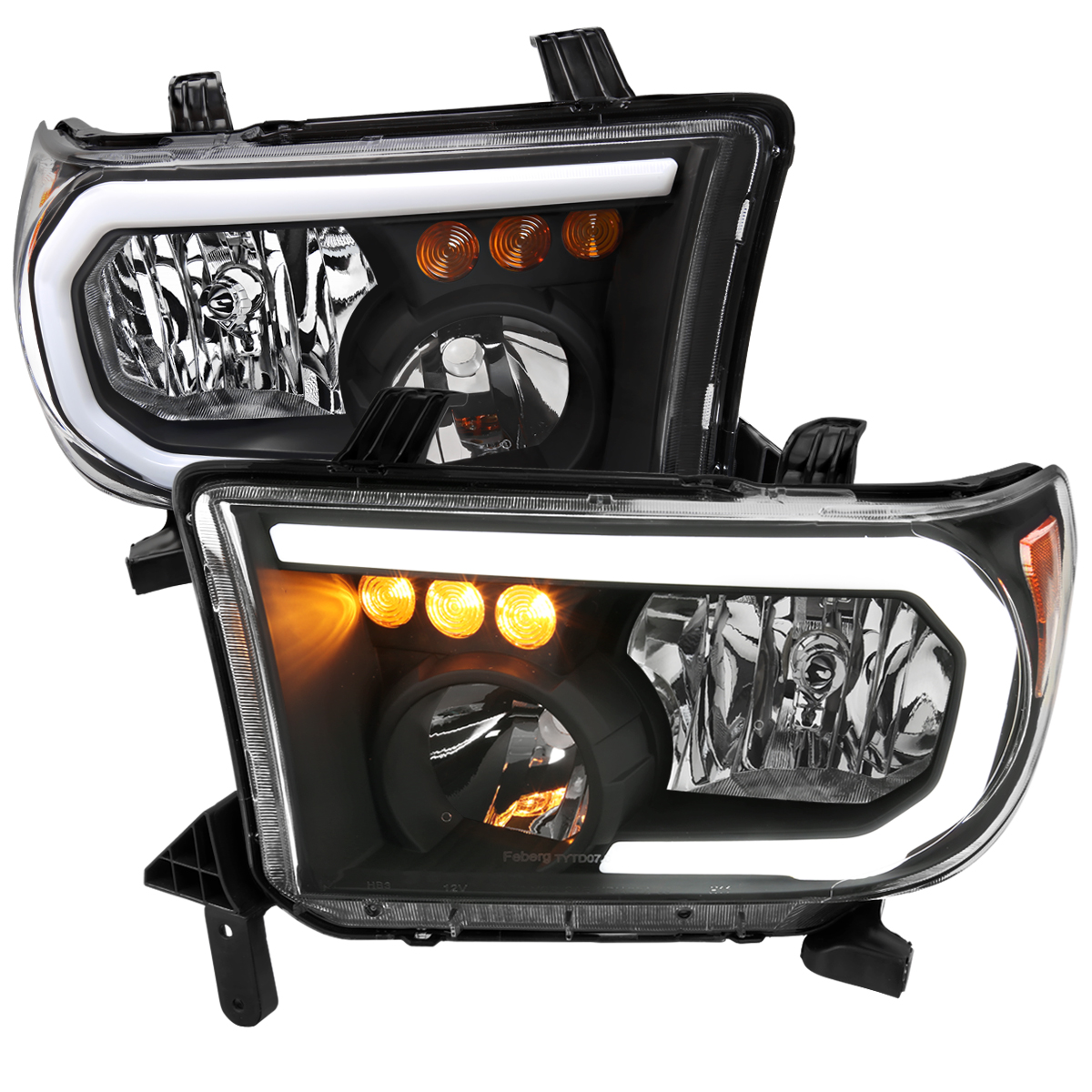 Spec-D Tuning Black Headlights w/ LED Tube Compatible with 2007-2013 ...