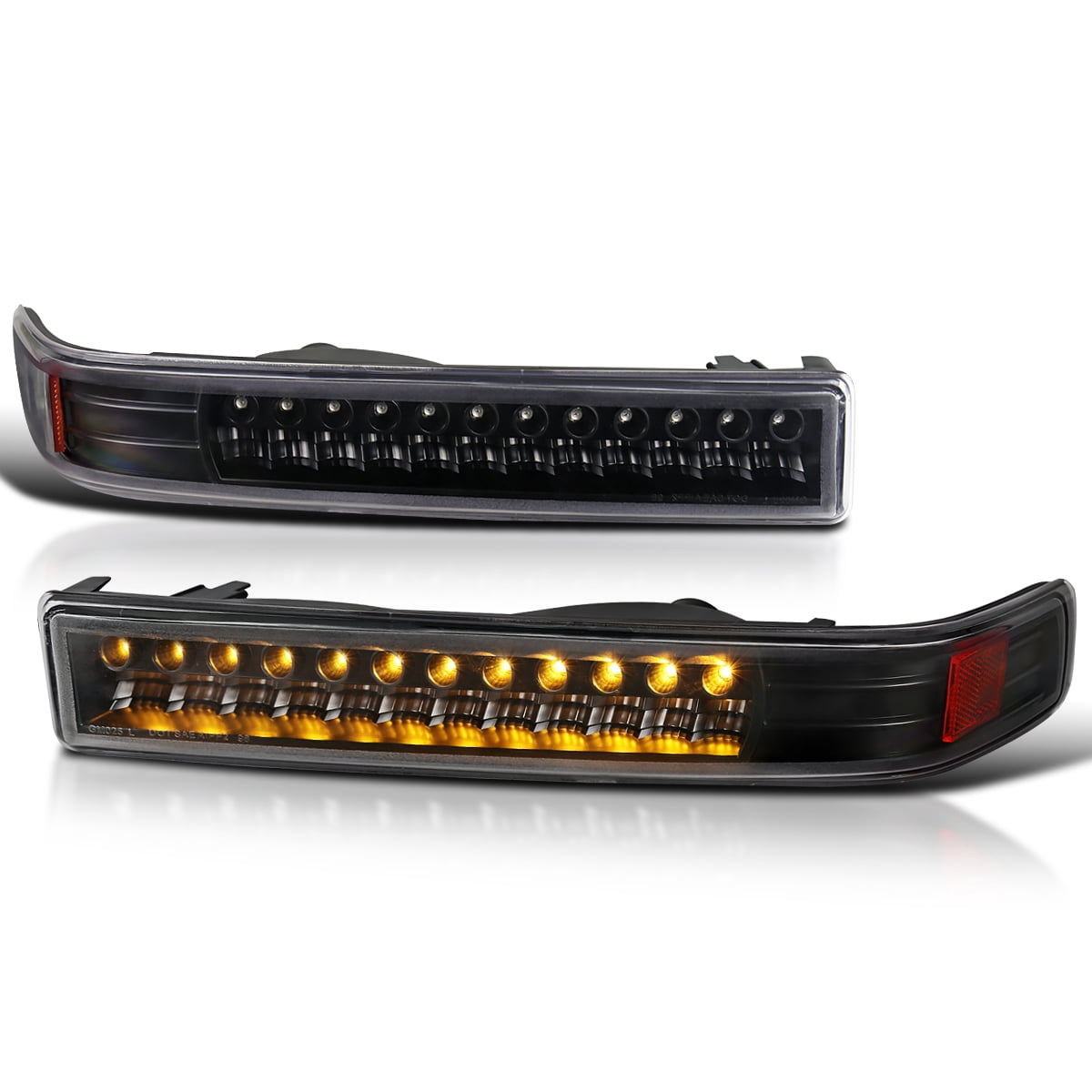 Spec-D Tuning Black Housing Clear Lens LED Bumper Lights Compatible ...