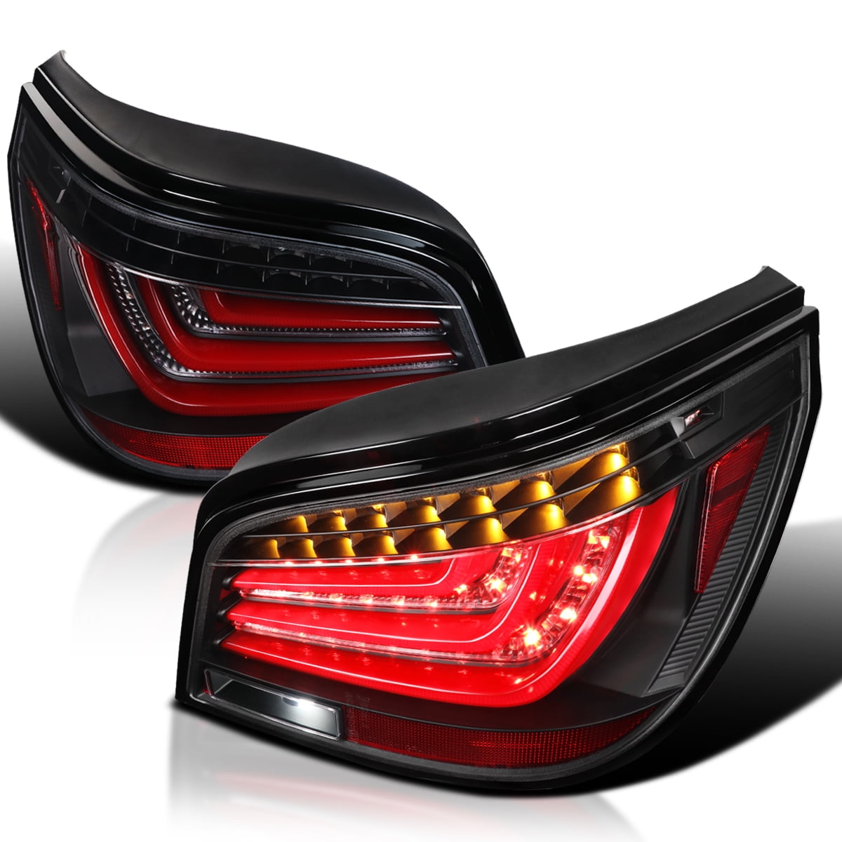 Spec-D Tuning Black Tail Lights w/ Red LED Bar Compatible with 2004 ...